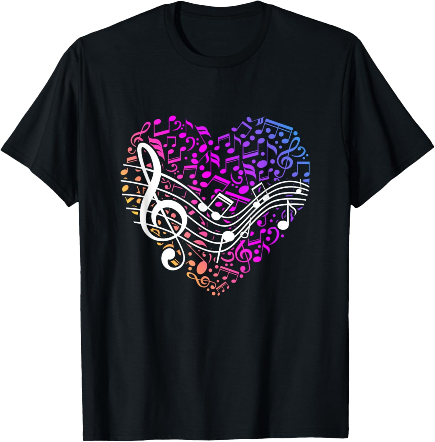 Musical Notes Heart Treble Clef Music T-Shirt - Walmart.com