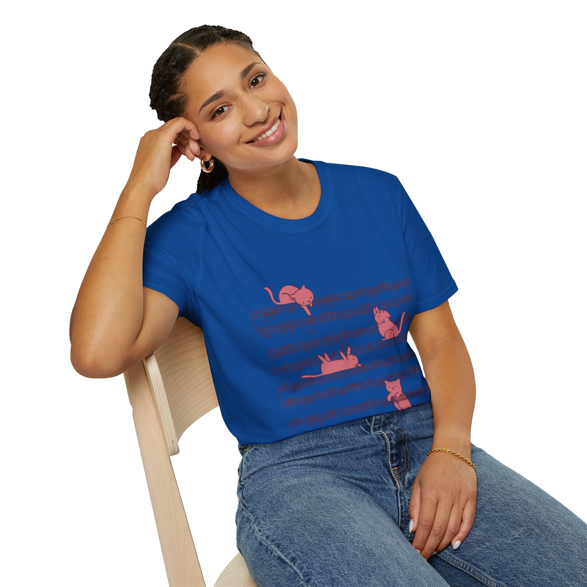 Musical Notes Kitty Musician Art Men Women Kids TShirt - Walmart.com