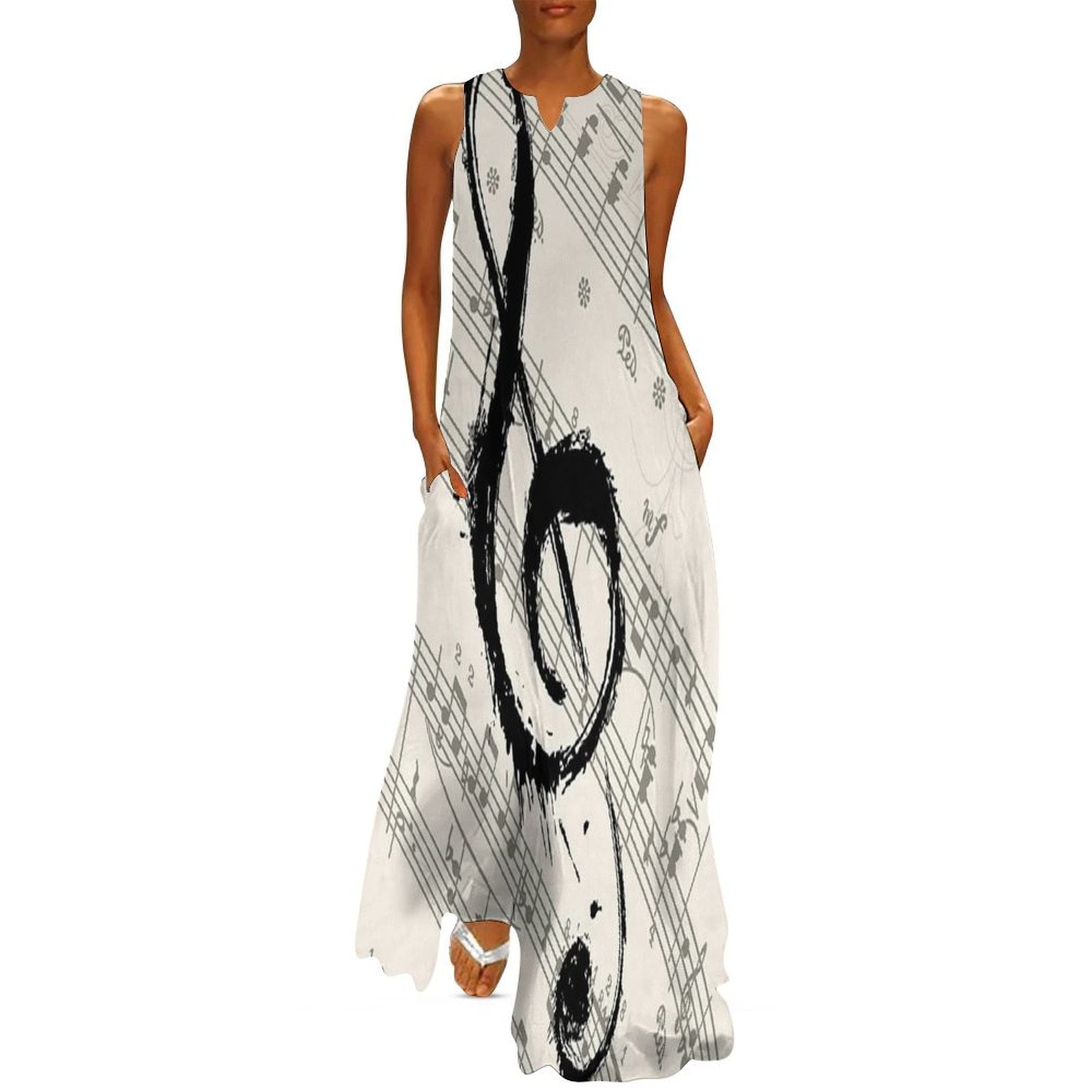 Musical Notes Long Dress Luxury Woman Evening Dress Long Veiled Dresses ...