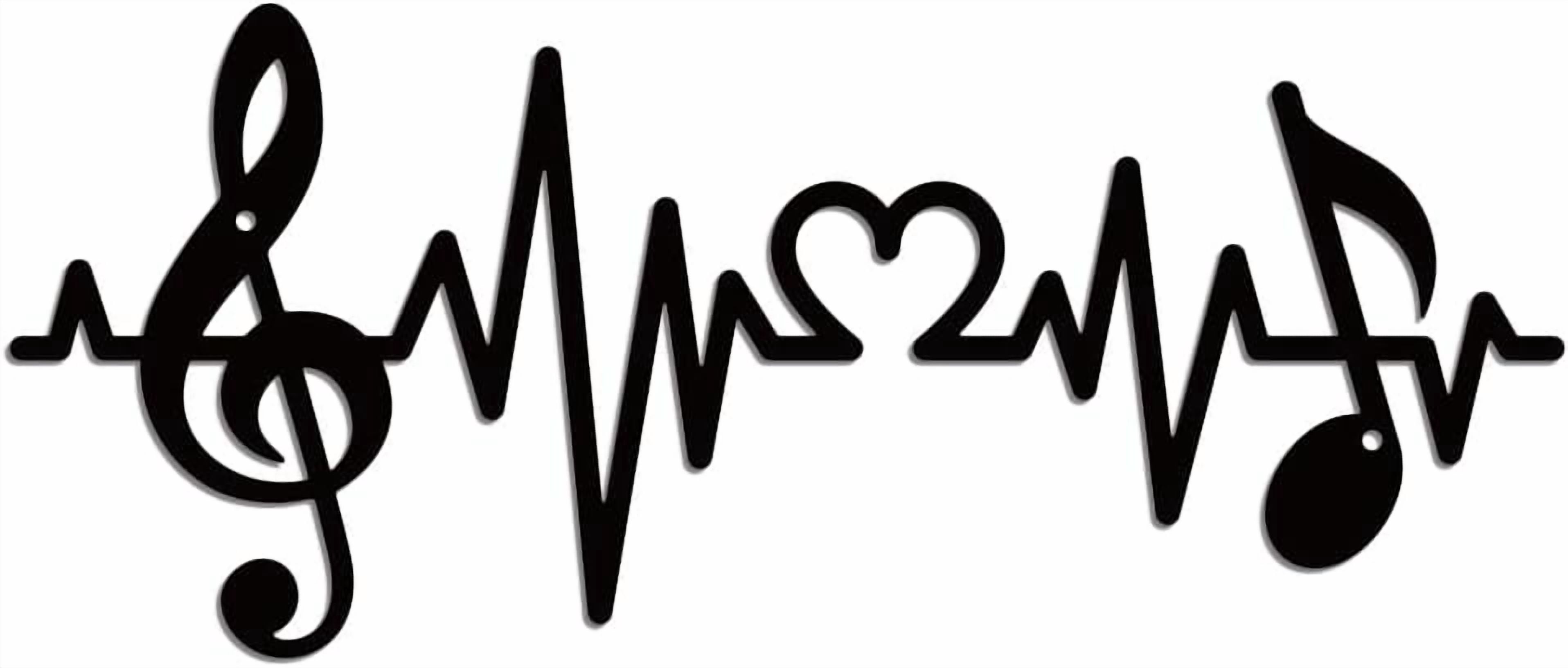 Musical Notes Metal Wall Art Decor Vintage Music Heartbeat Metal Wall ...