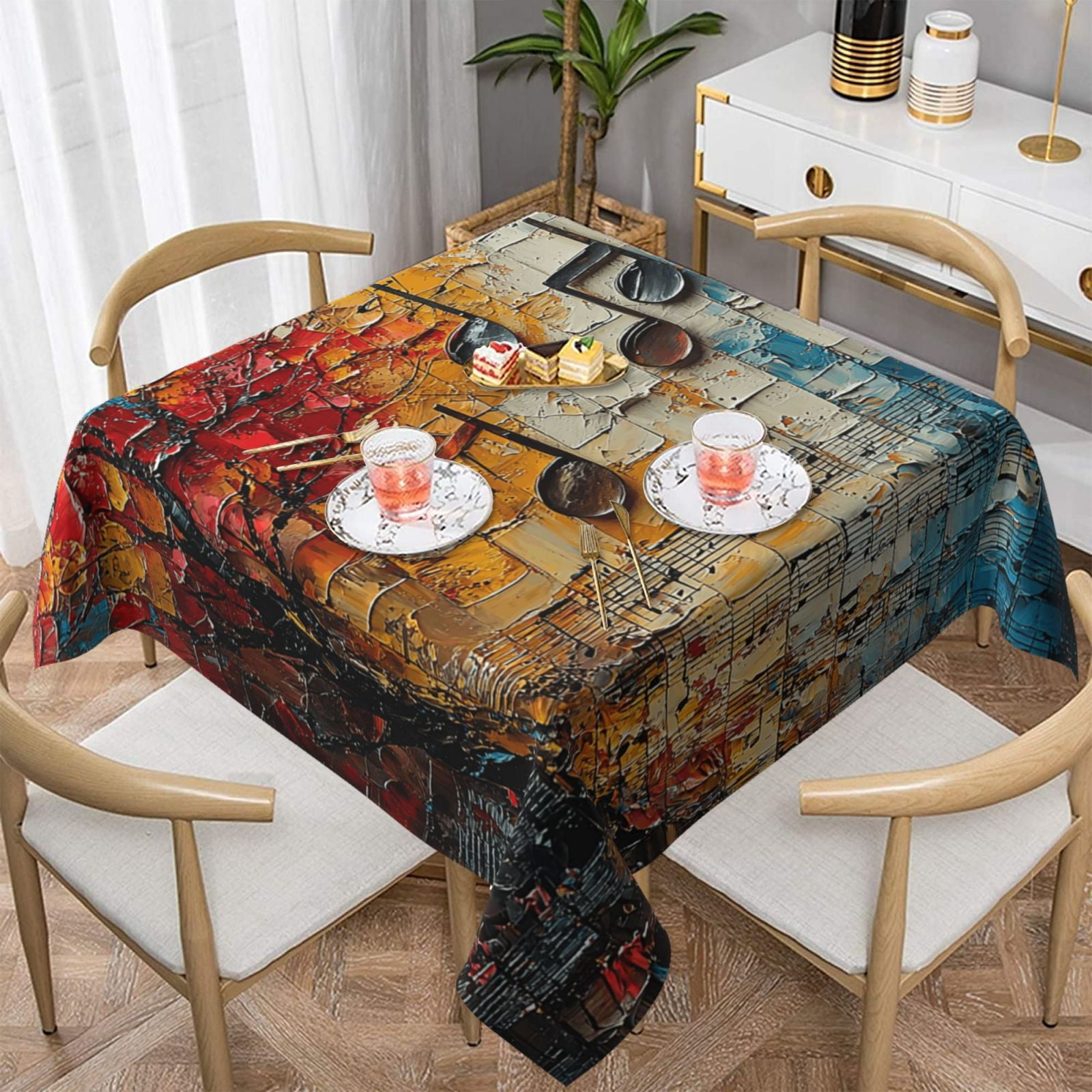 Musical Notes Music Square Tablecloth 60x60 Waterproof Table Cover for ...
