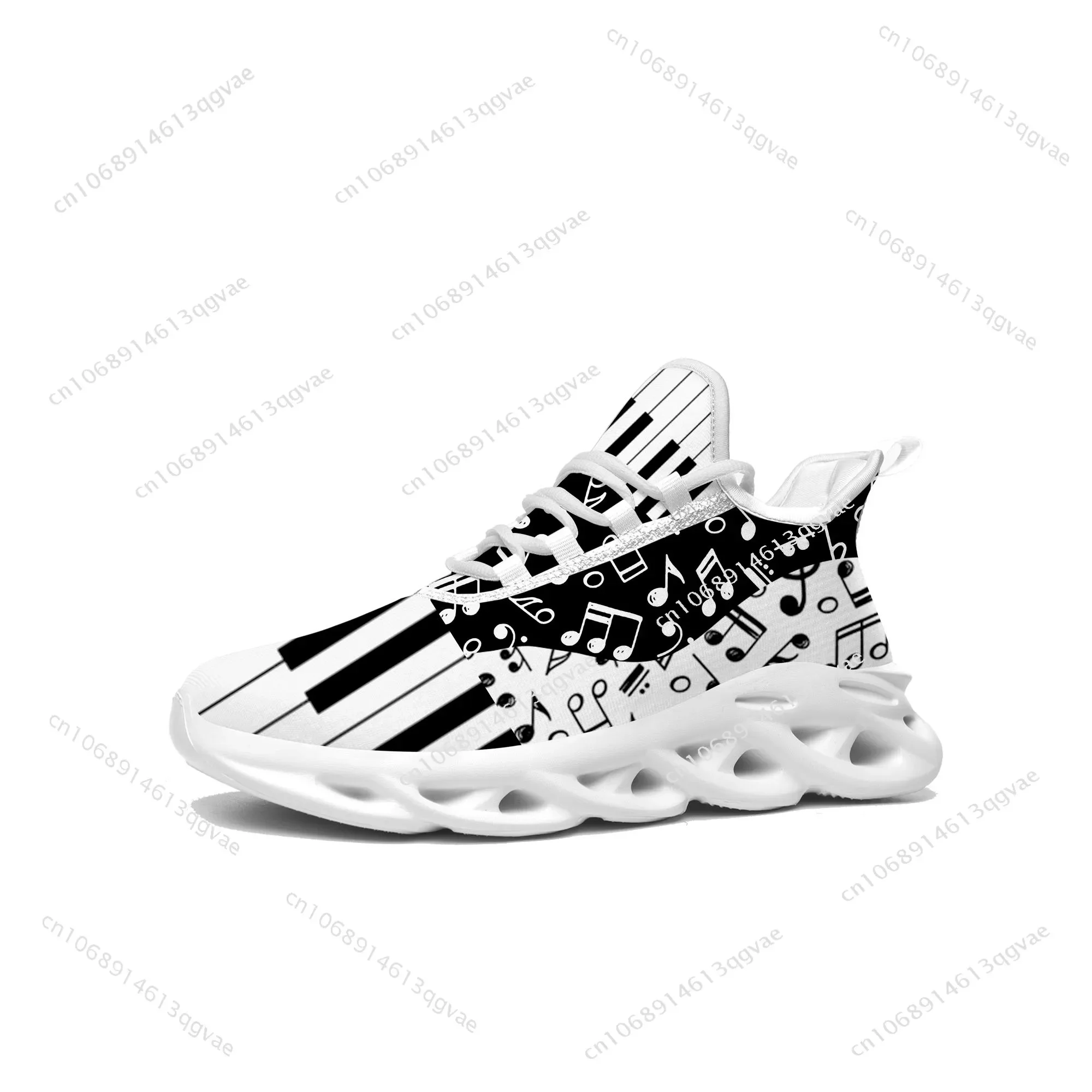 Musical Notes Pattern Flats Sneakers Mens Womens Pop Sports Running ...