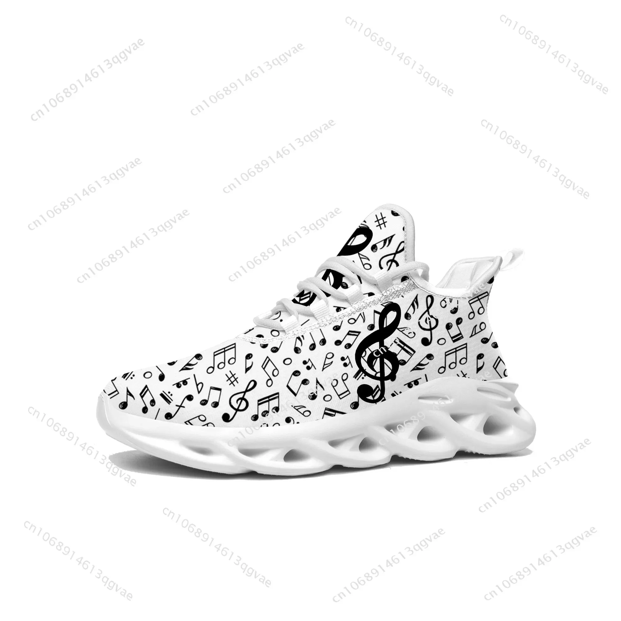 Musical Notes Pattern Flats Sneakers Mens Womens Pop Sports Running ...