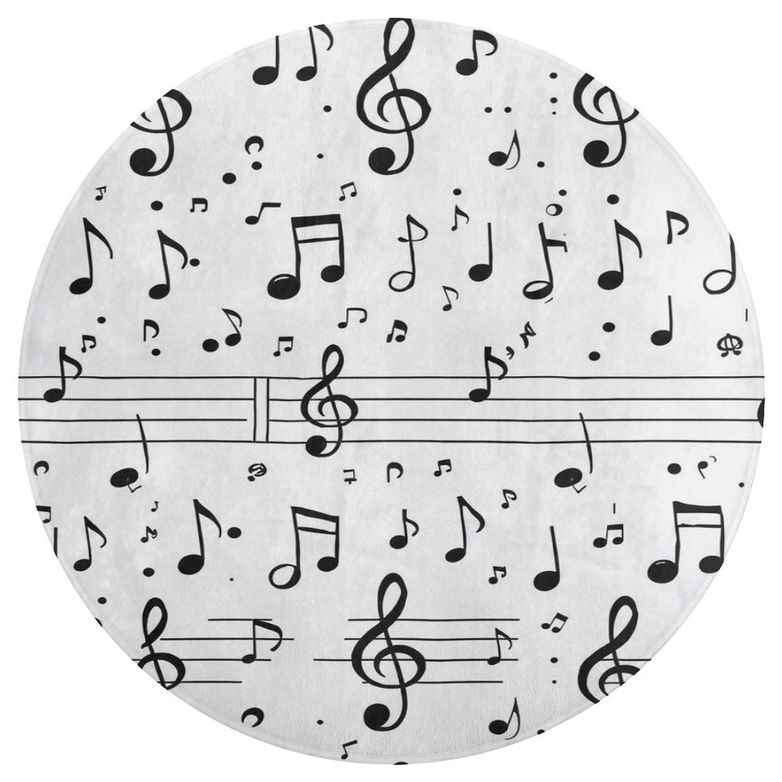 Musical Notes Pattern Round Carpet Circle Rug Outdoor Patio Area Rug ...