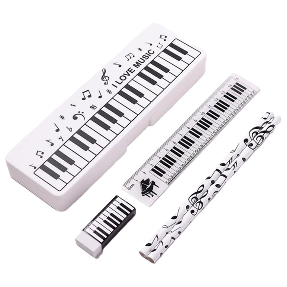 Musical Notes Pencil Case Set Pencil Box with Pencil Eraser Ruler ...
