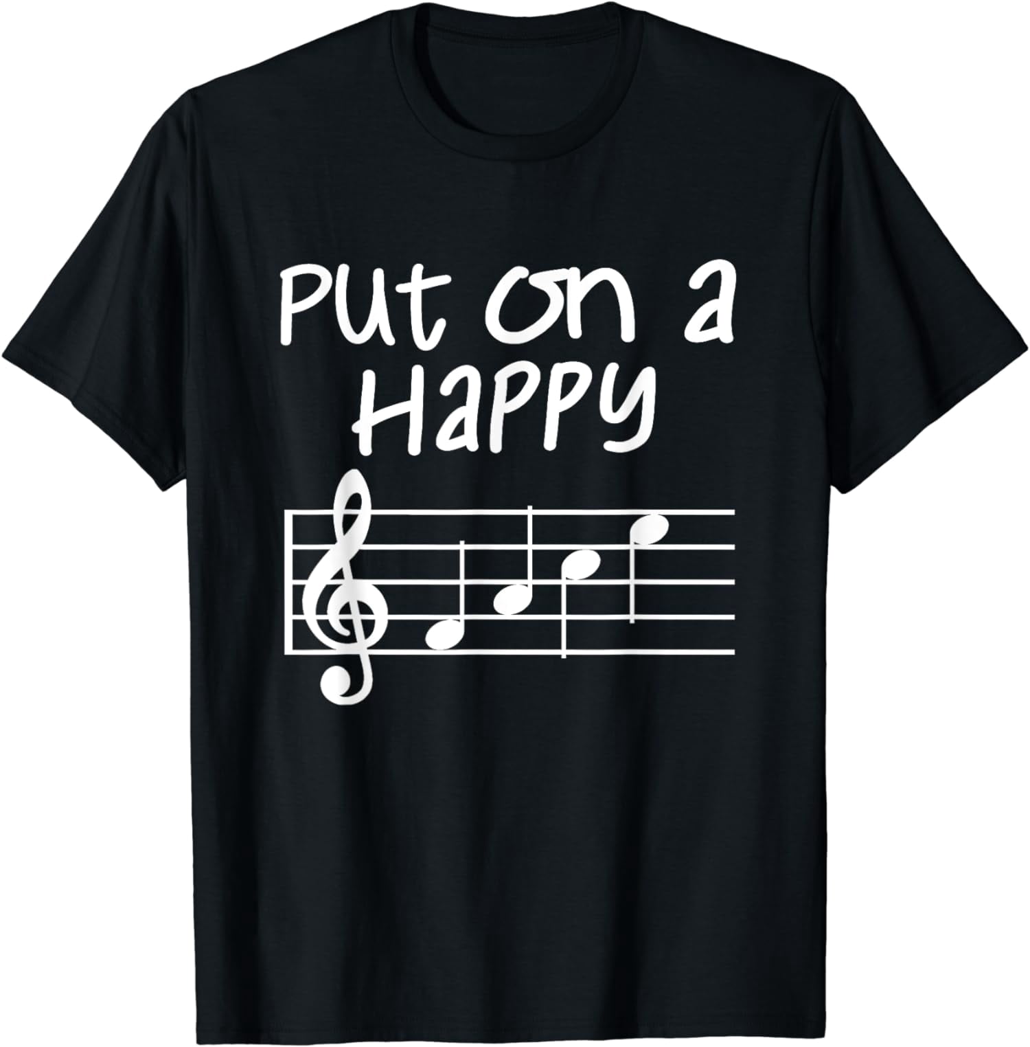Musical Notes Put On A Happy Face Cute Music Loving Kids T-Shirt ...