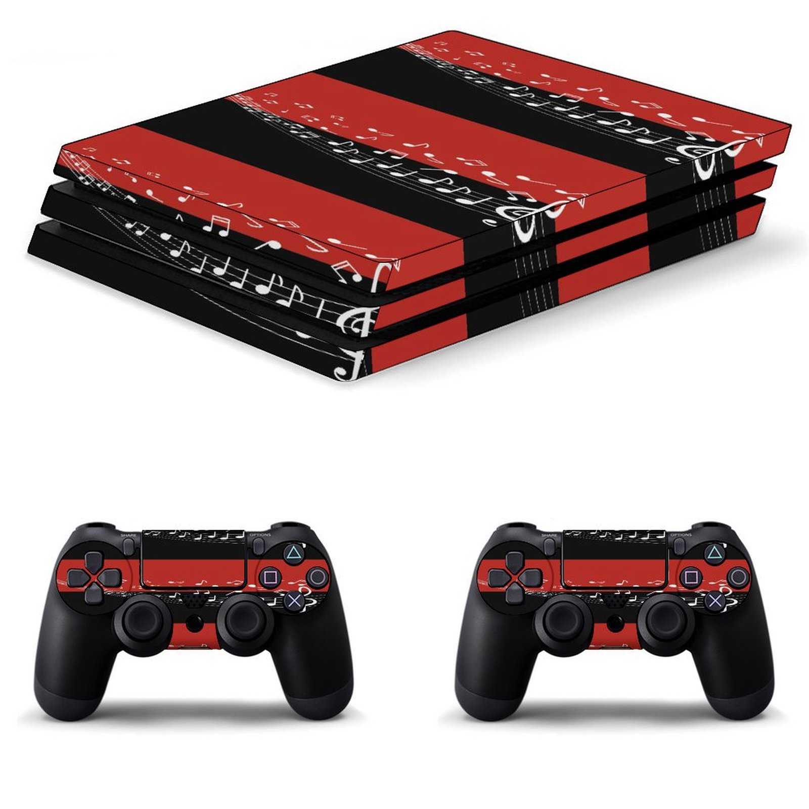 Musical Notes Red And Black Background PS4/PS4 Pro/PS4 Slim Skin ...