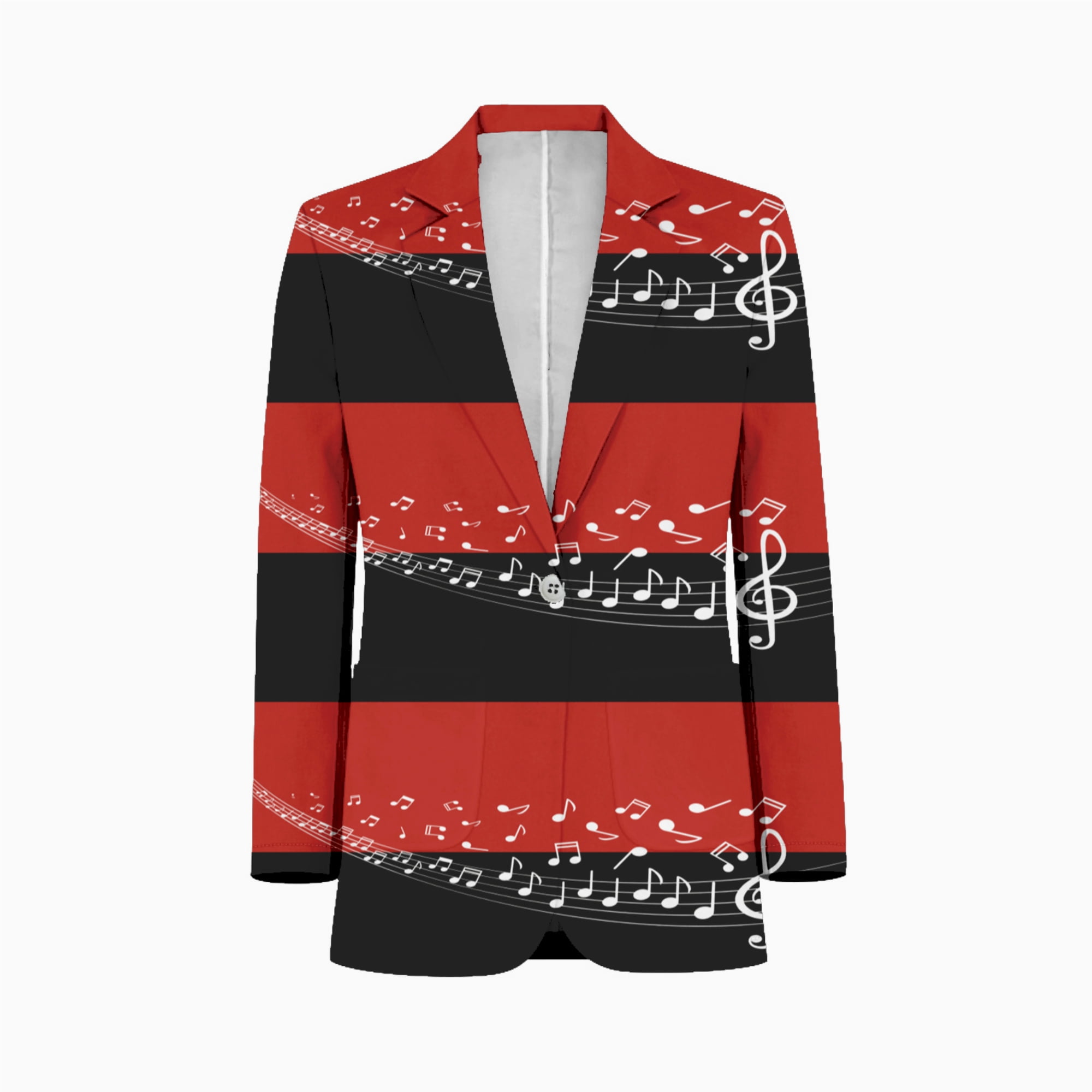 Musical Notes Red and Black Background Men's Suit Blazer Casual Party ...