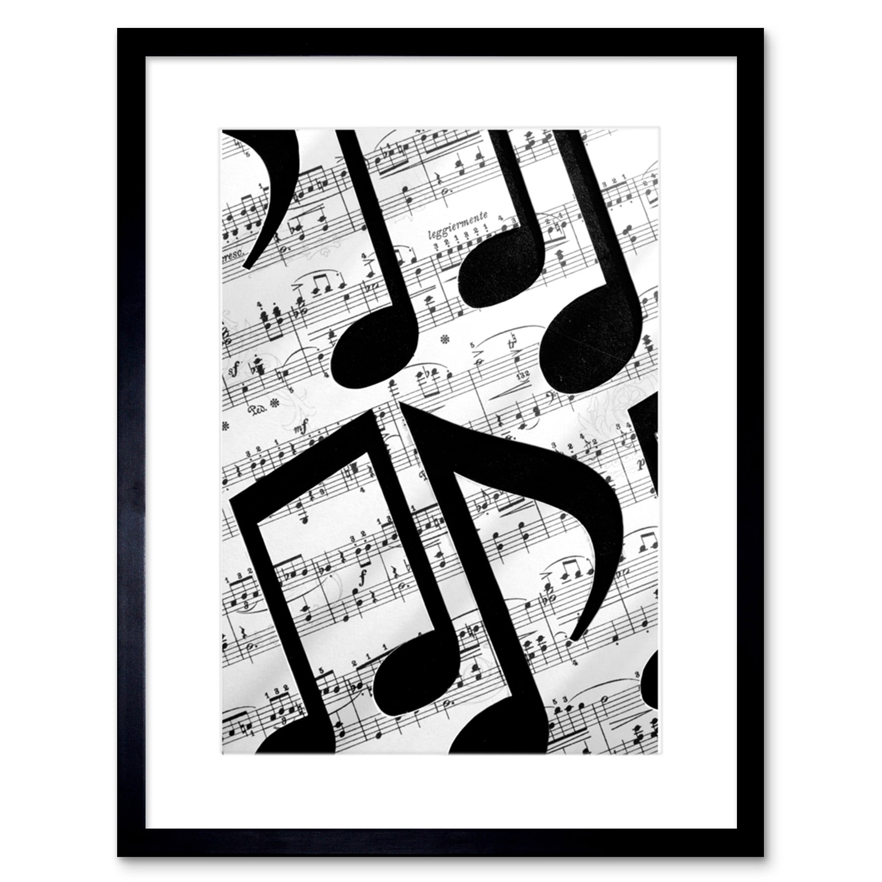 Musical Notes Sheet Music Framed Wall Art Print - Walmart.com