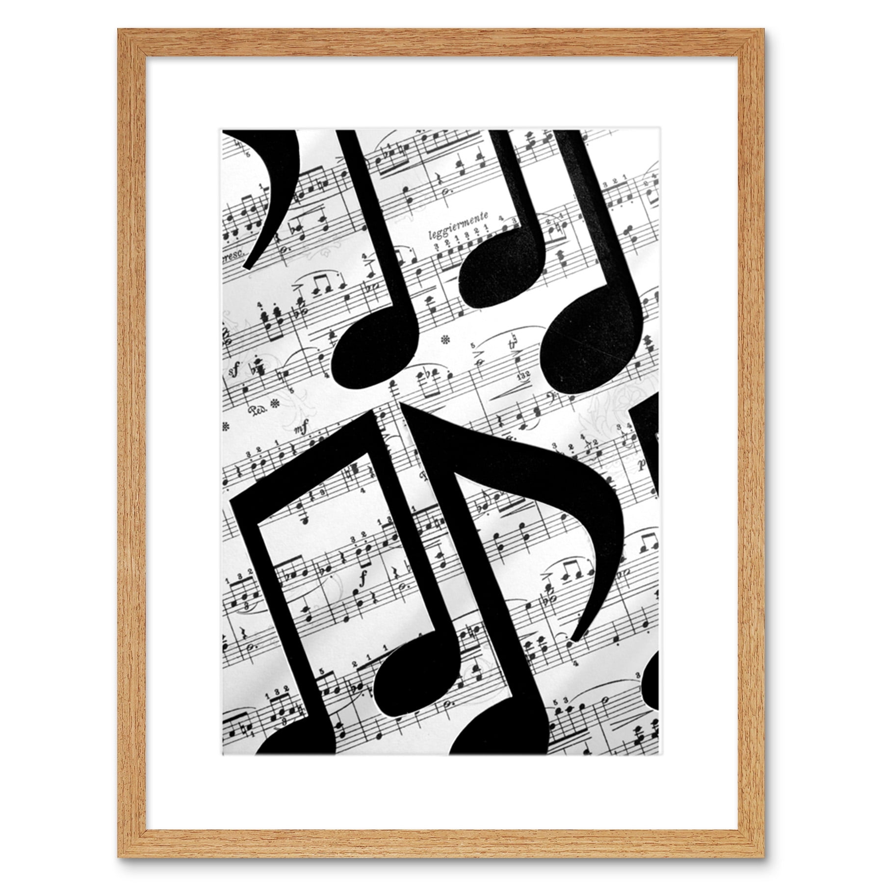 Musical Notes Sheet Music Framed Wall Art Print - Walmart.com
