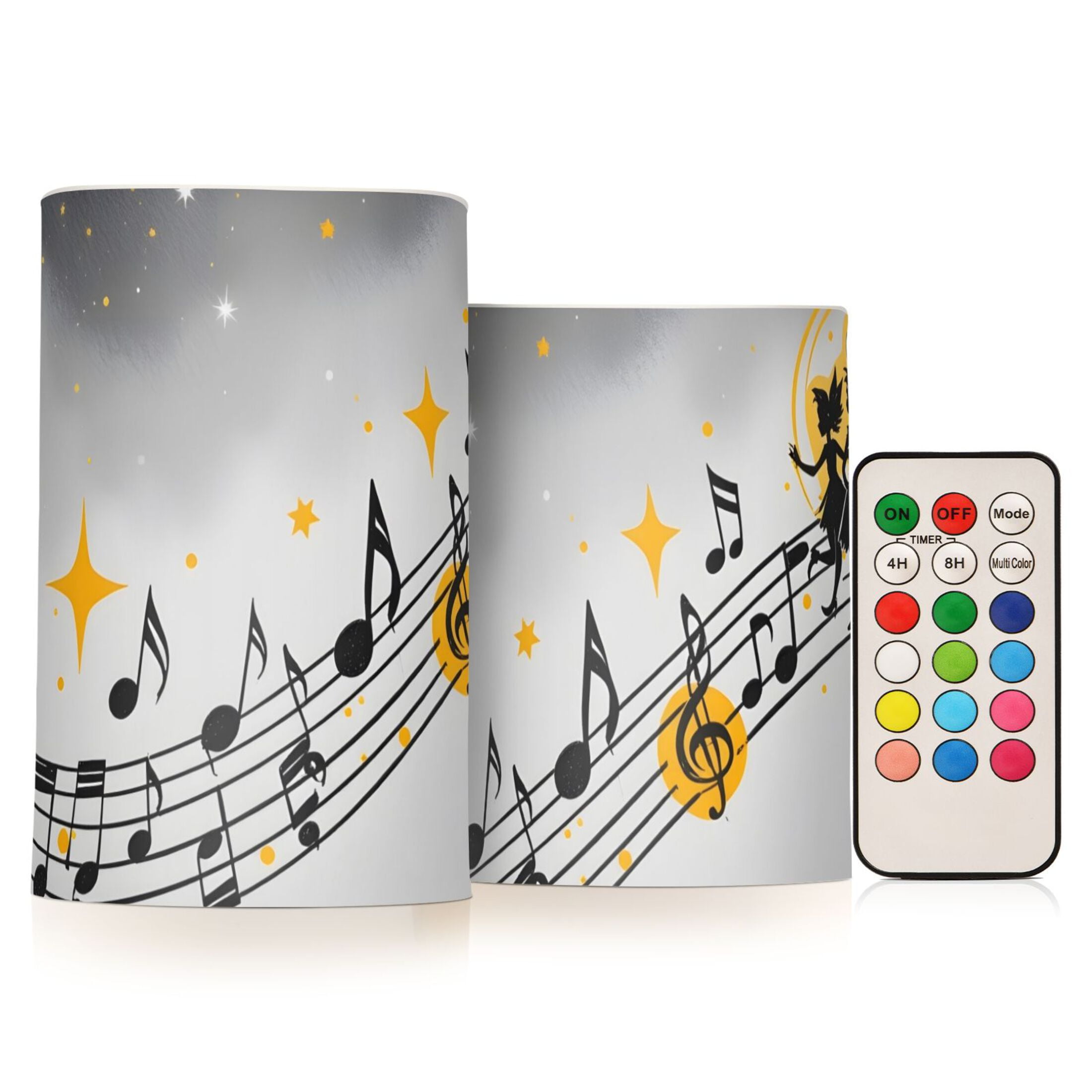 Musical Notes Stars Fairies on Stave Flickering Flameless Candles LED ...