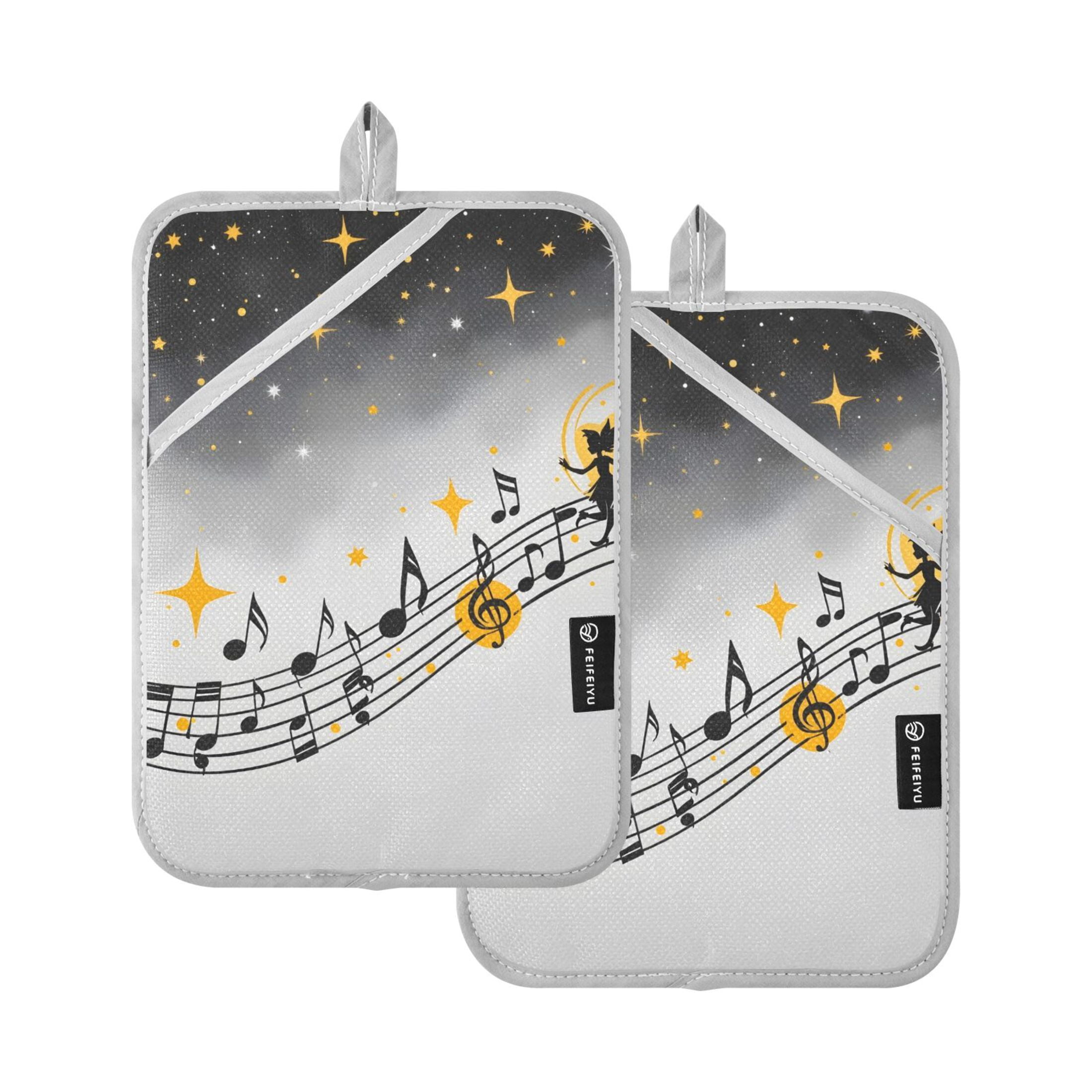 Musical Notes Stars Fairies on Stave Pot Holder Heat Resistant Mat Oven ...