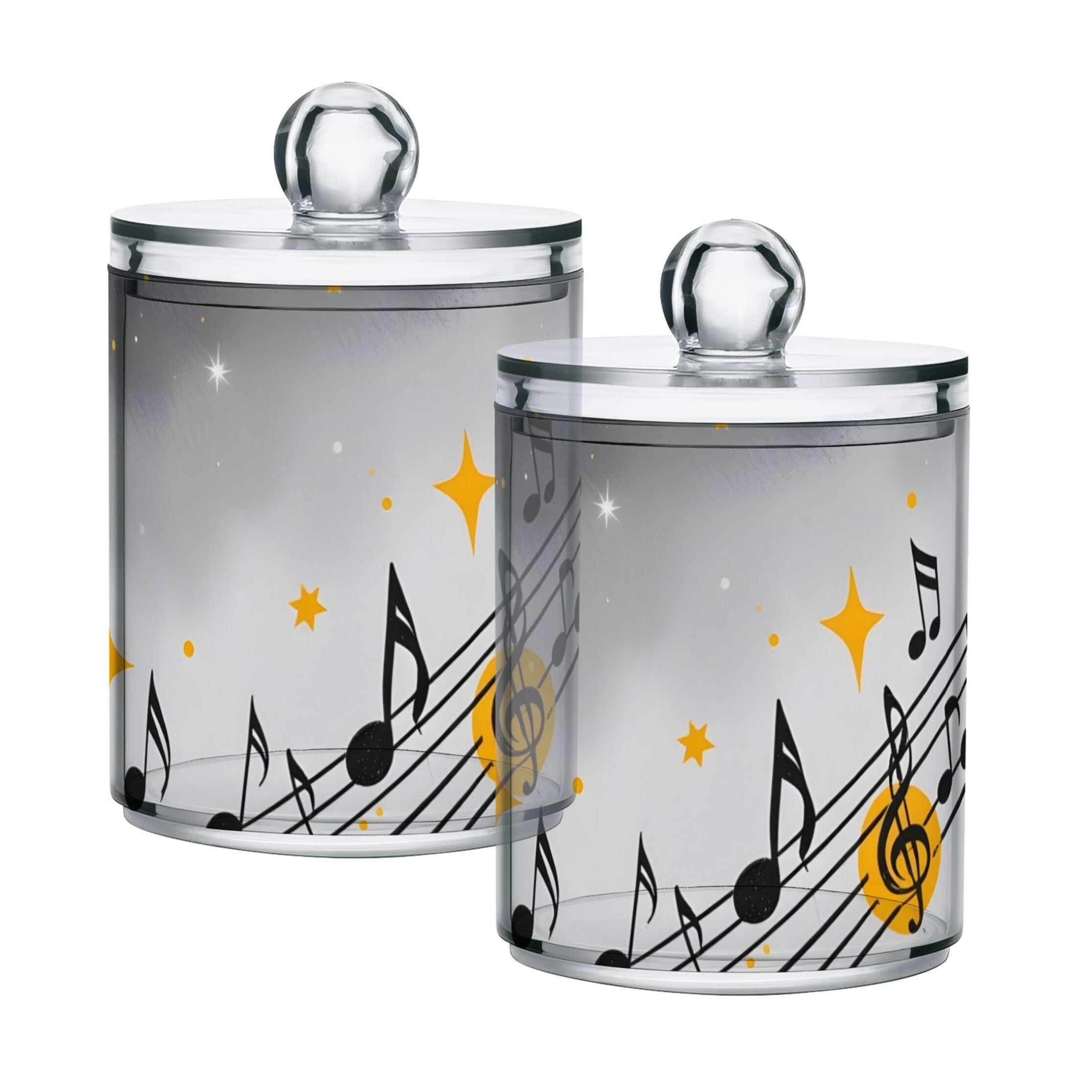 Musical Notes Stars Fairies on Stave Translucent Plastic Cans Storage ...