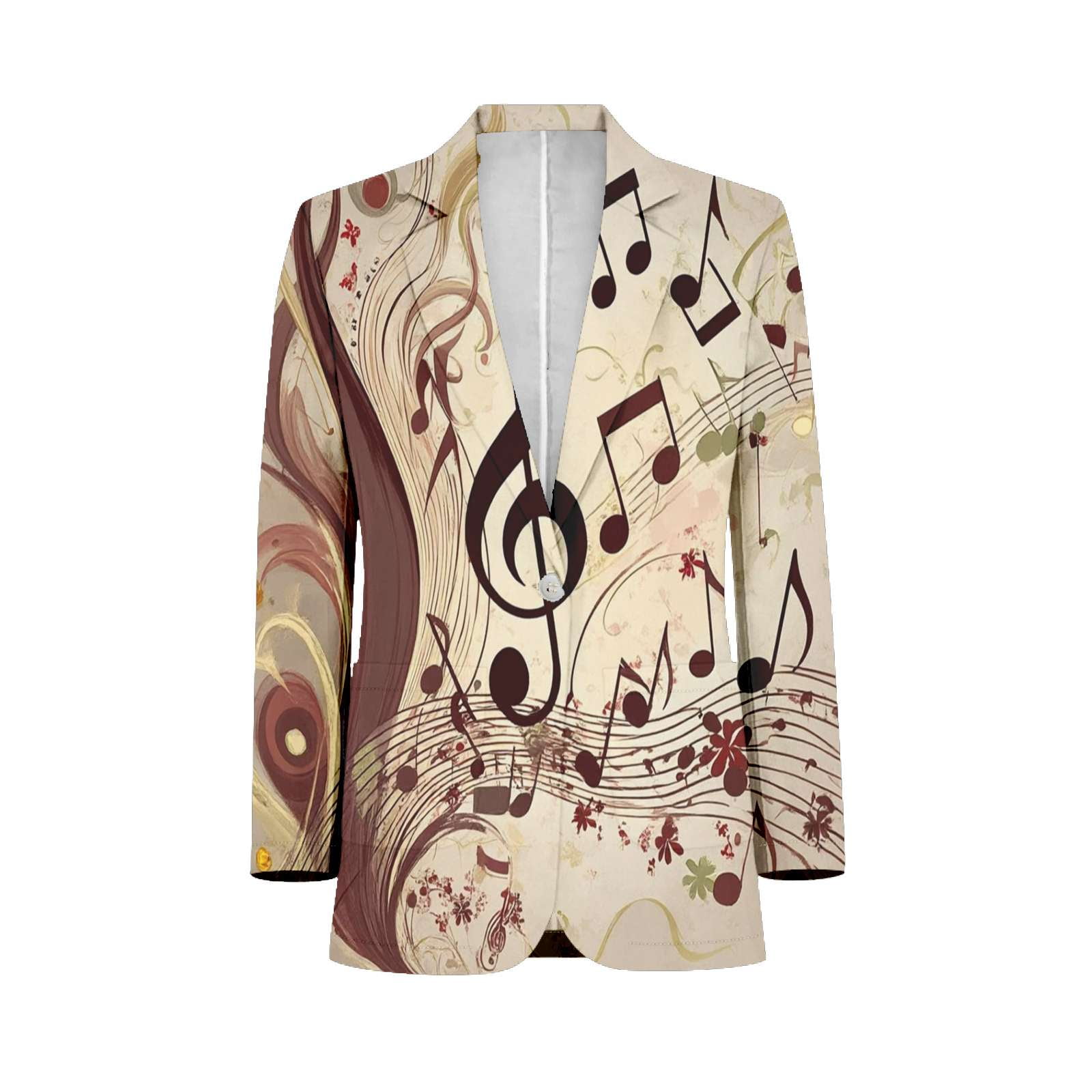 Musical Notes Swirling Art Customized Men's Suits full man Shawl Collar ...