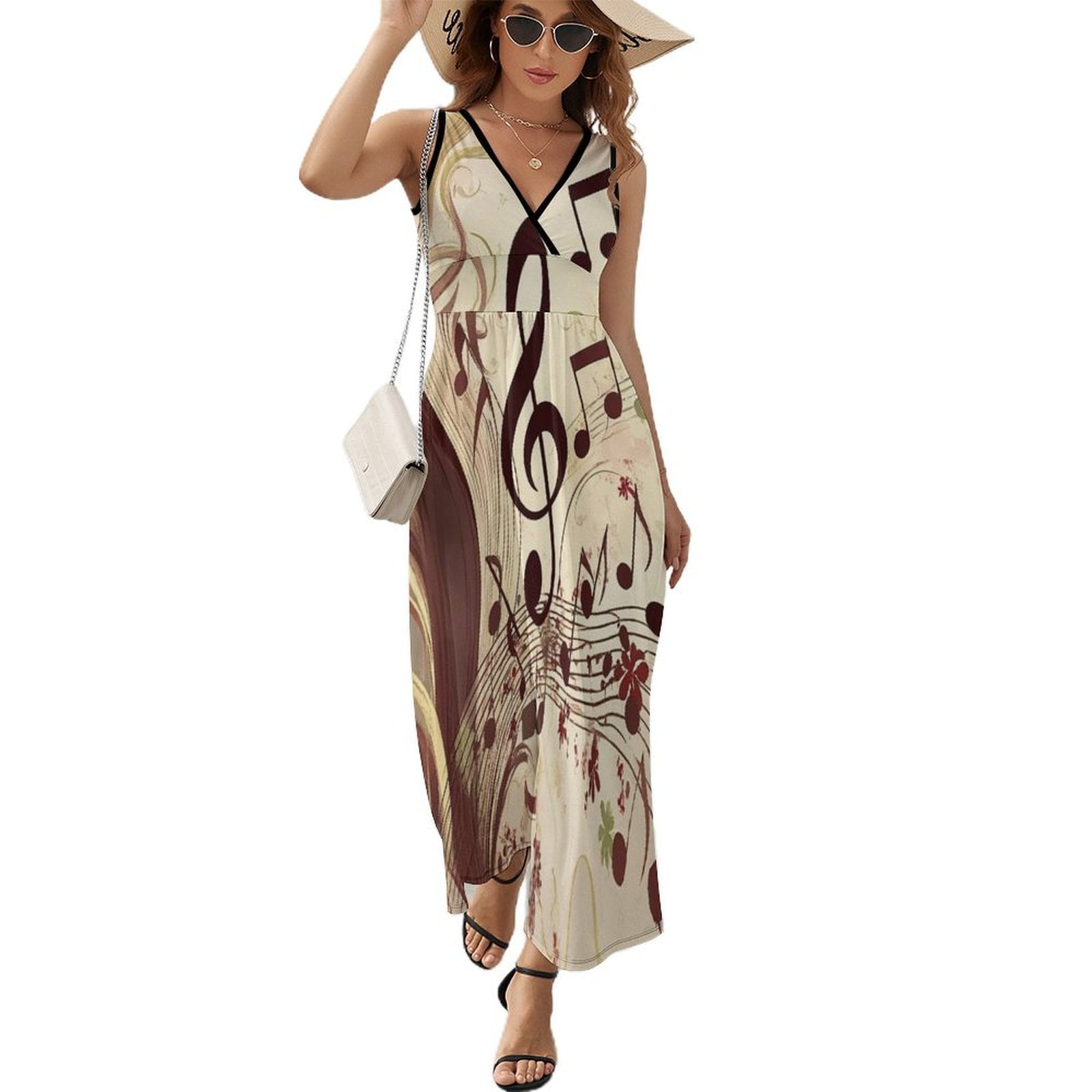 Musical Notes Swirling Art Dress Summer Street Style Bohemia Long ...