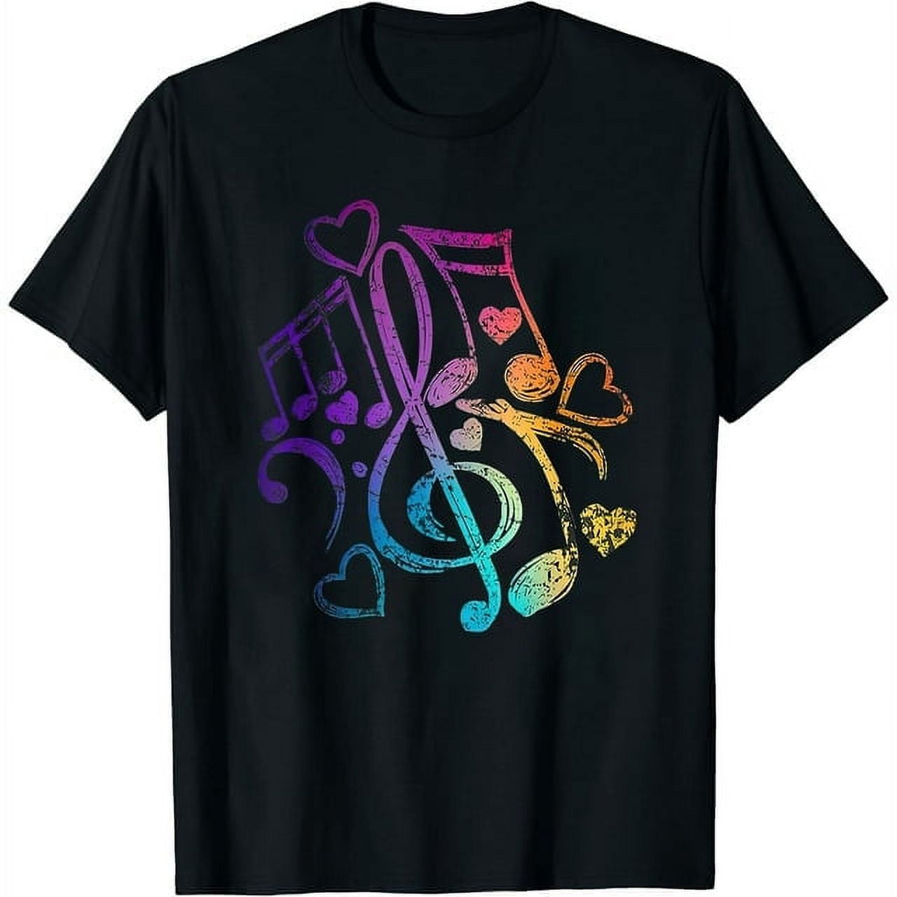 Musical Notes Treble Clef T-Shirt Vintage Casual Fashion T-shirt ...