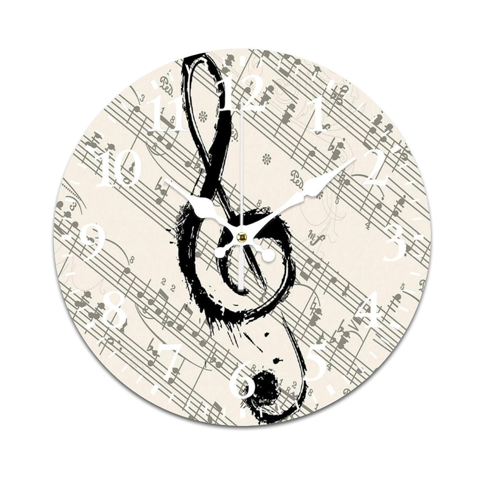 Musical Notes Wall Clock Modern Design Clocks Wall Hanging Home Office ...
