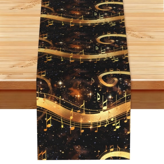 Musical Notes With PianoGolden Table Runner 13x72 Inch for Dining Table ...