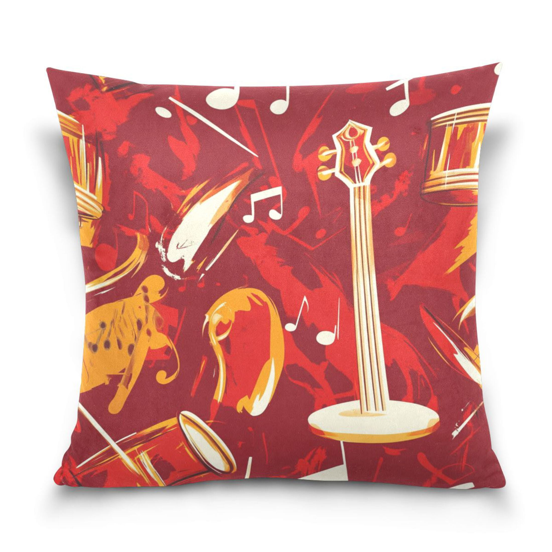 Musical Notes and Instruments 20x20 Inch Plush Velvet Pillowcase Double ...