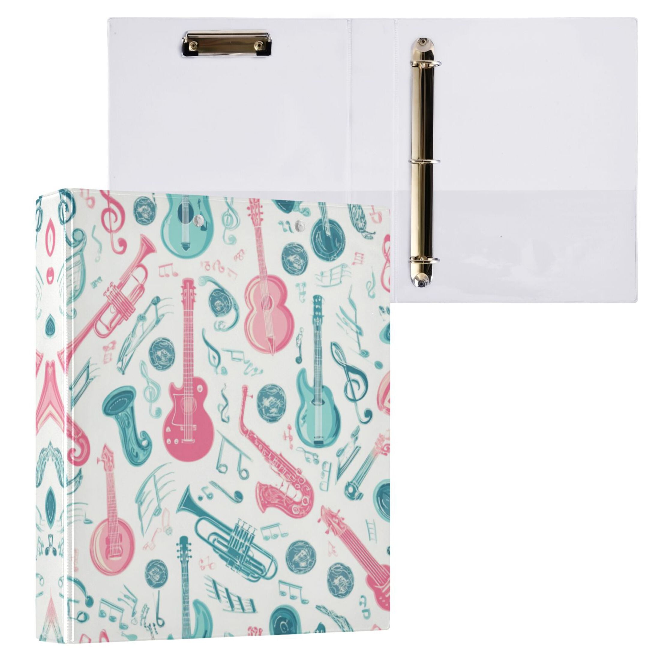 Musical Notes and Instruments 3 Ring Hardcover Binders 1.5in Round ...