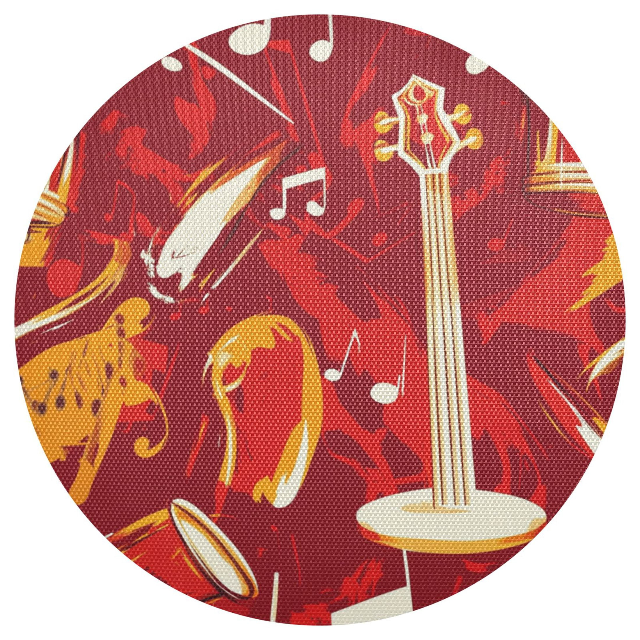 Musical Notes and Instruments 4-Piece 15.4in Heat-Proof PVC Plate Mats ...