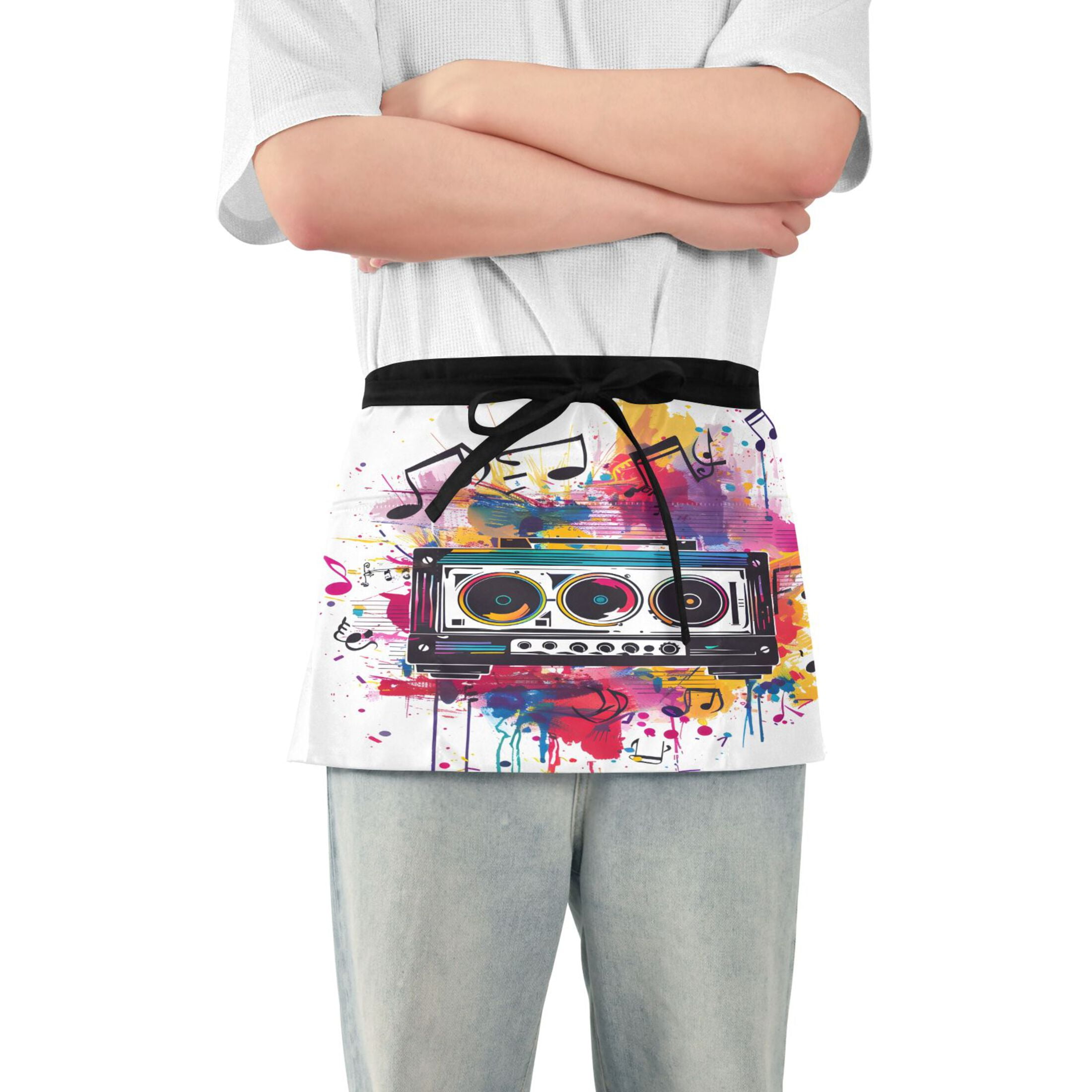 Musical Notes and Sound Server Apron with 3 Pockets Waterproof Waitress ...