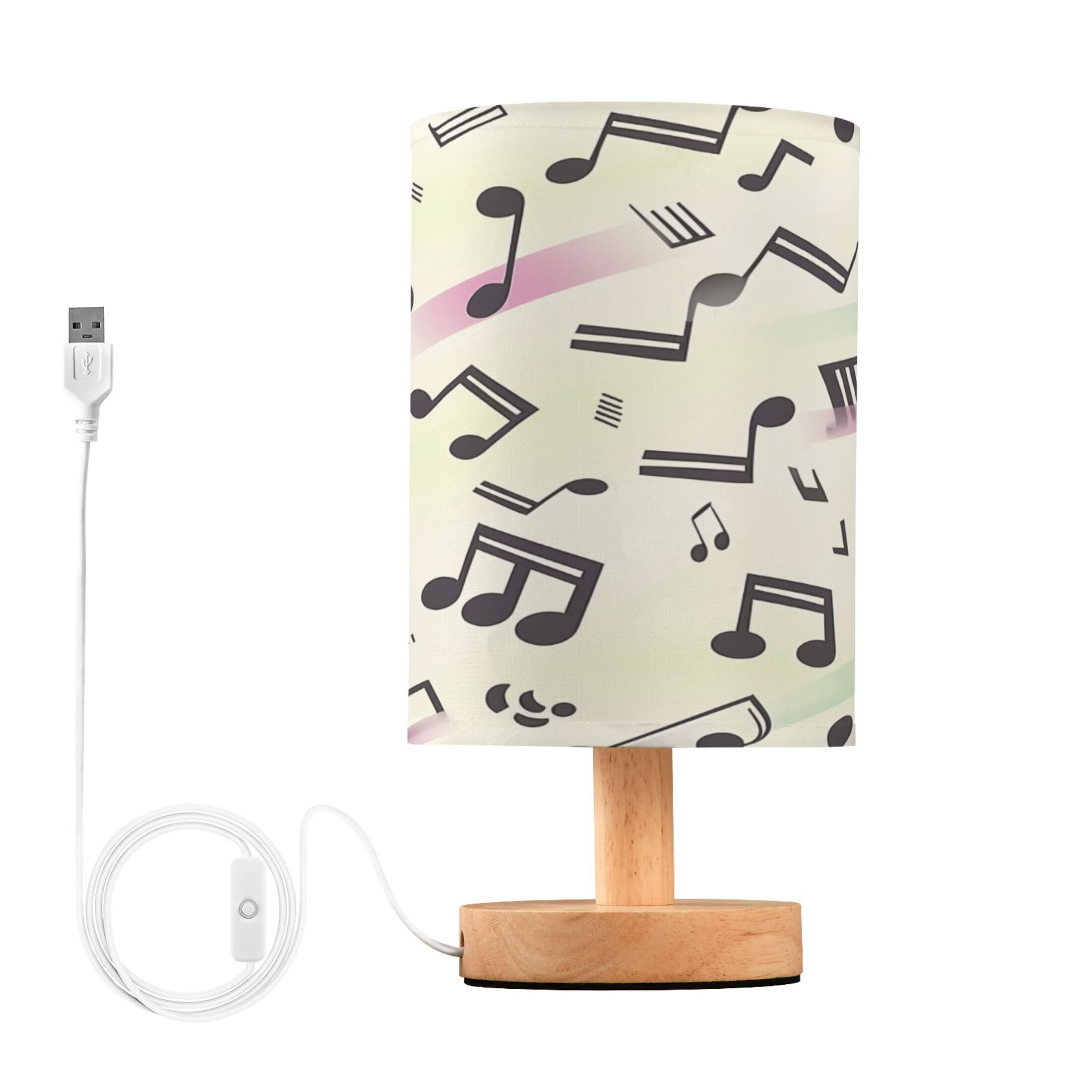 Musical Notes with Rainbow Bedside Table Lamp Desk Warm Lights with USB ...