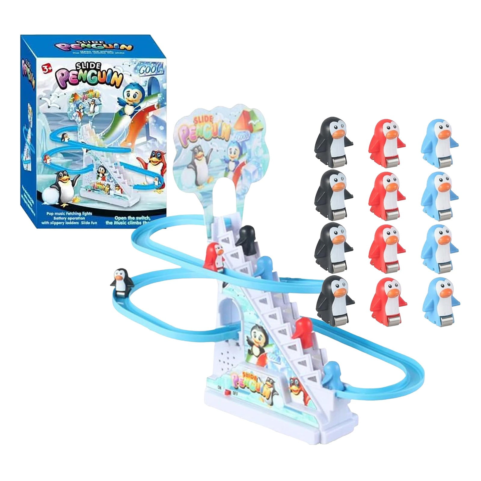 Musical Penguin Race Track Game Set -12 Penguins Interactive Sliding ...