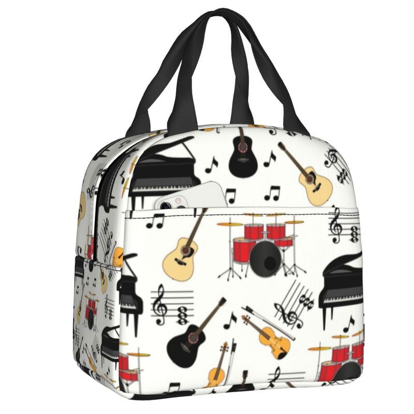Musical Piano Guitar Musical Notes Drums Insulated Lunch Tote Bag for ...