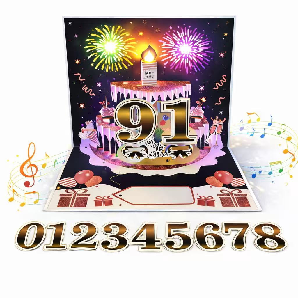 Musical Pop Up Birthday Card with Flashing LED Lights, Sound Surprise ...