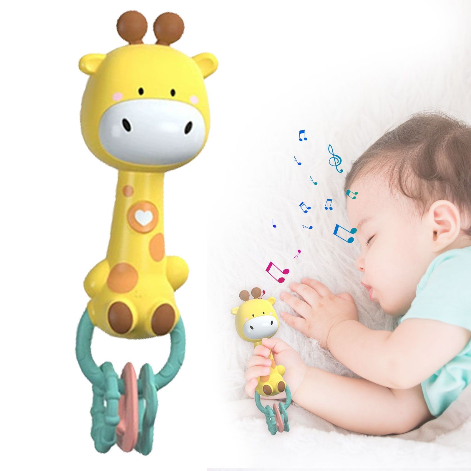 Musical Rabbit Light-Up Toy and Teething Ring for Toddlers Sensory Chew ...