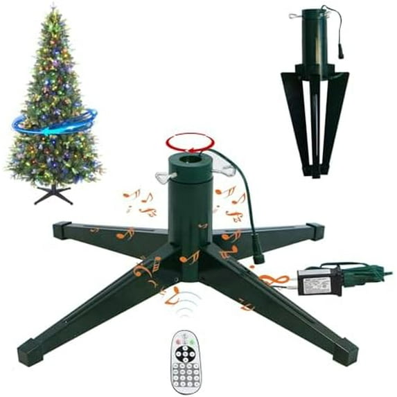 Musical Rotating Christmas Tree Stand with Remote Control, Equipped ...