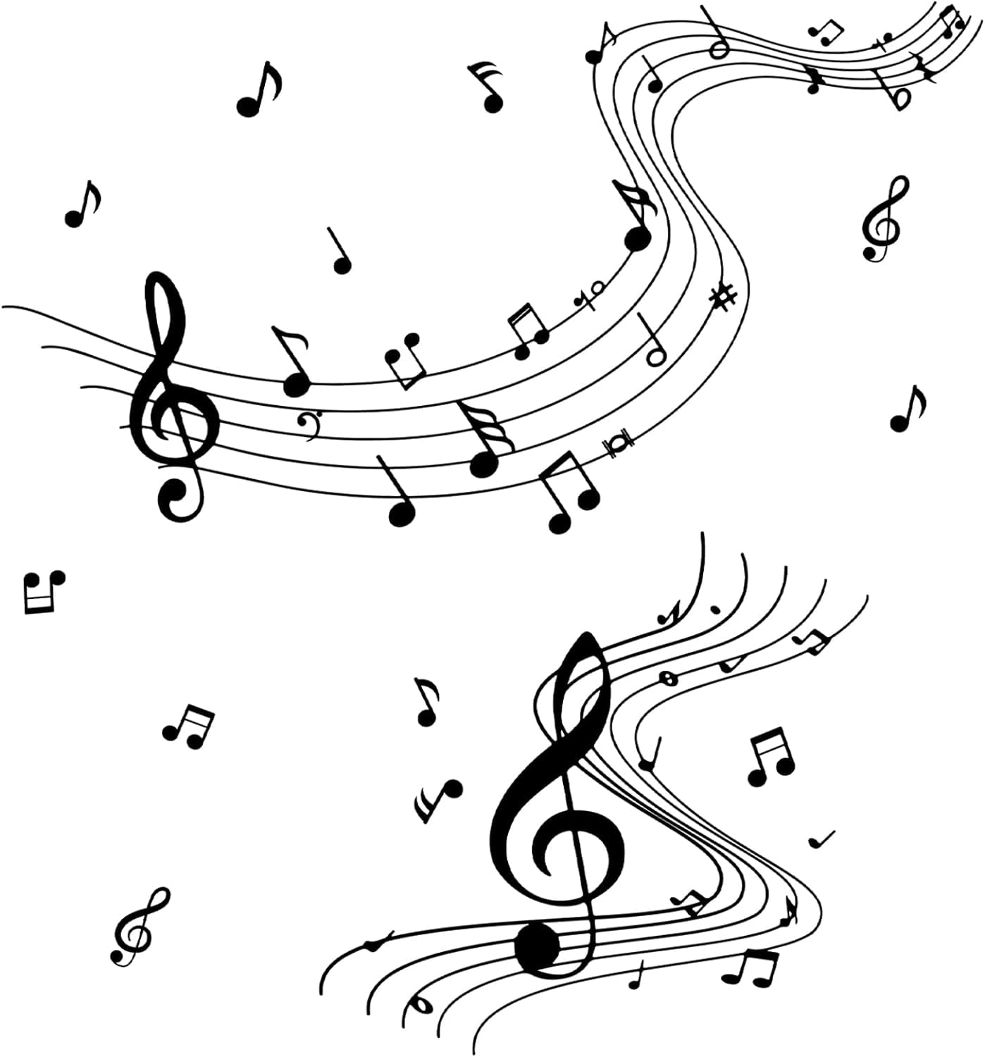 Musical Scores Wall Decals Music Theme Wall Stickers Pentatonic Potes ...