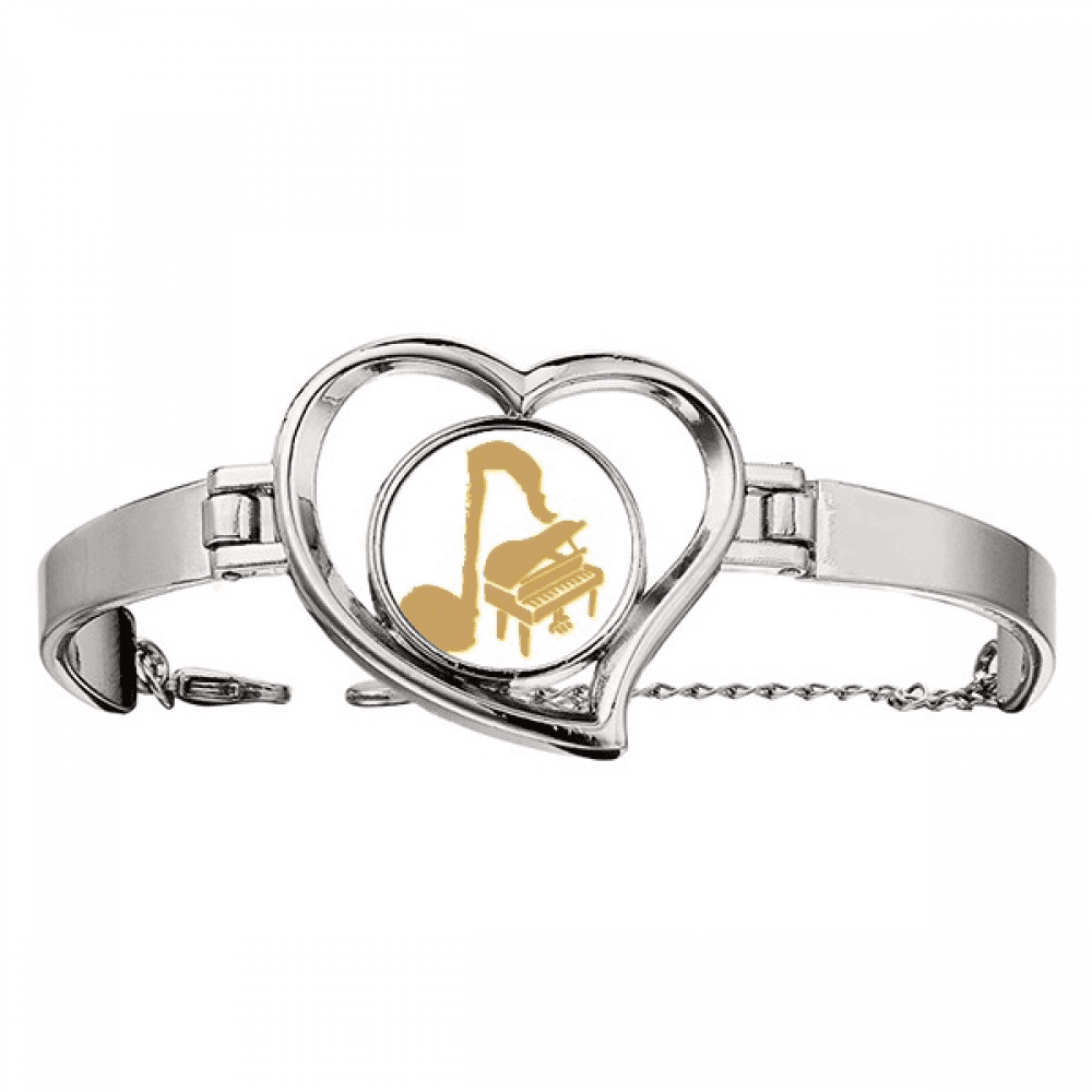 Musical Symbol Juxtaposed Piano Bracelet Heart Jewelry Wire Bangle ...