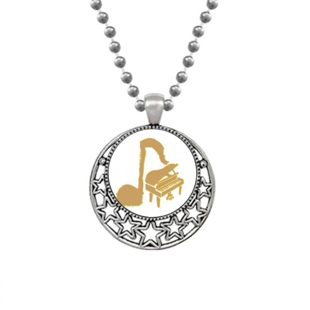 Musical Symbol Juxtaposed Piano Necklaces Pendant Retro Moon Stars ...
