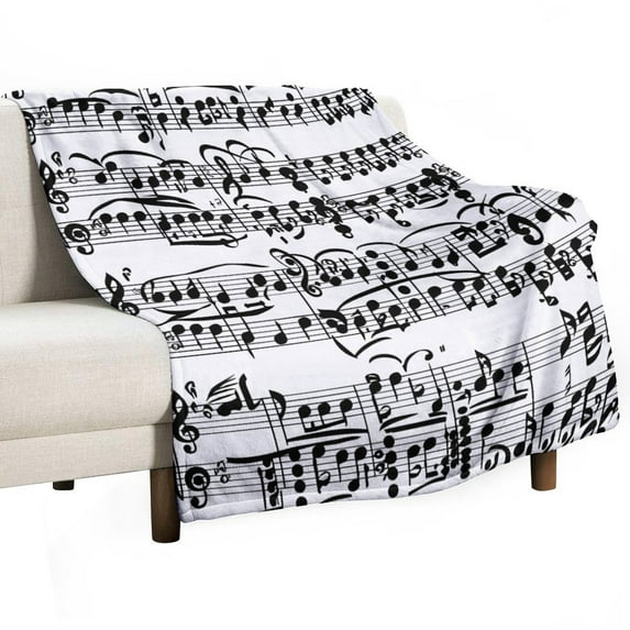 Musical Symbols Sheet Music Flannel Plush Soft Fluffy Break Nap Blanket ...