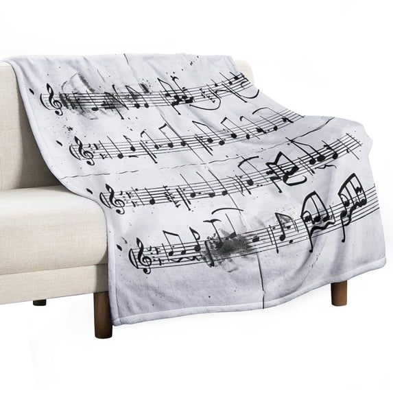 Musical Symbols Sheet Music Flannel Plush Soft Fluffy Break Nap Blanket ...
