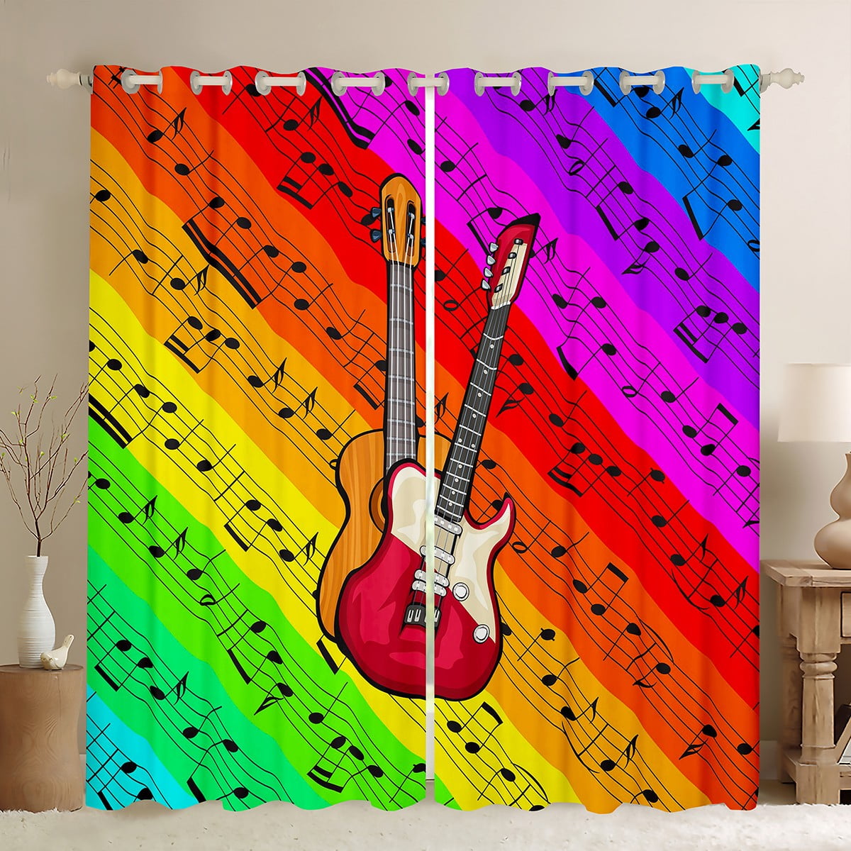 Musical Theme Curtains & Drapes Eletric Guitar Curtains for Popstars ...