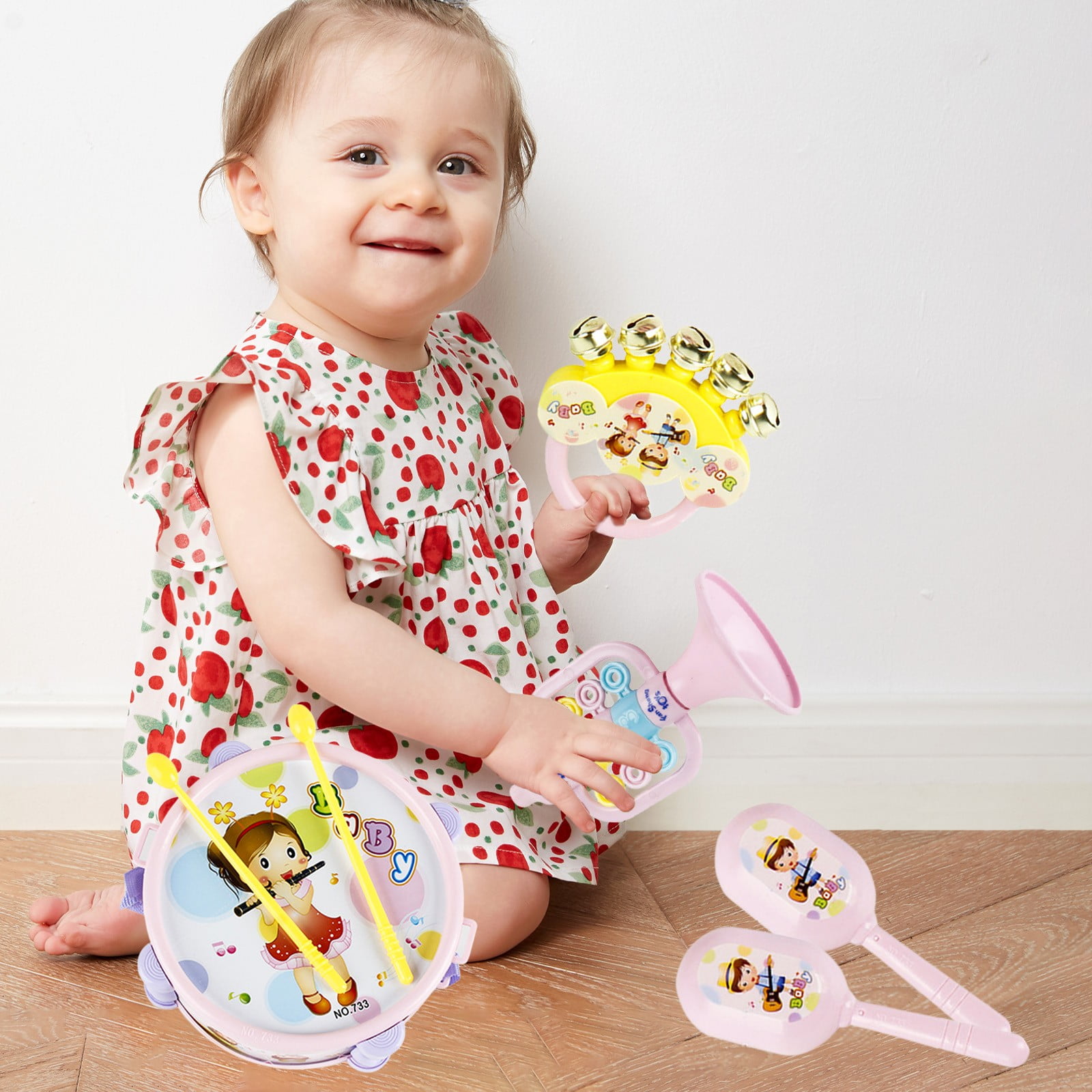 Musical Toy Set Hand Drum Trumpet Shakers Percussion Instruments Safe ...
