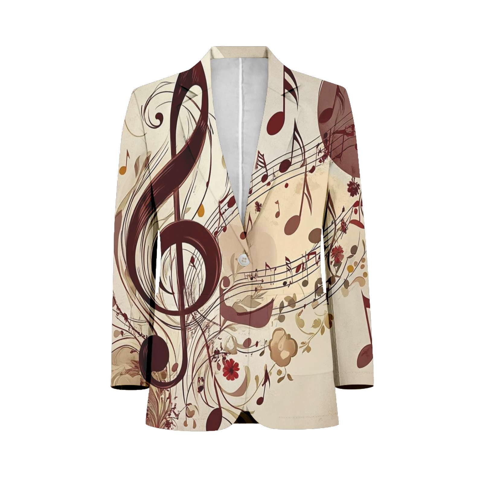 Musical Treble Clef Floral Customized Men's Suits full man Shawl Collar ...