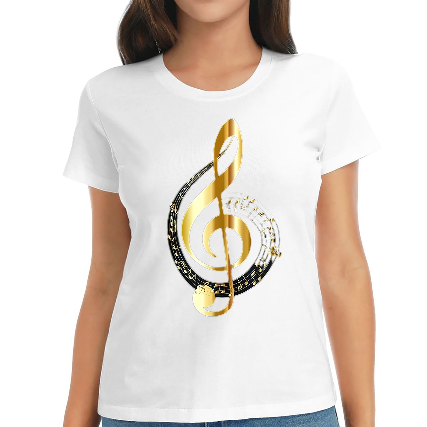 Musical Treble Clef Music Notes G Clef T Shirt - Walmart.com