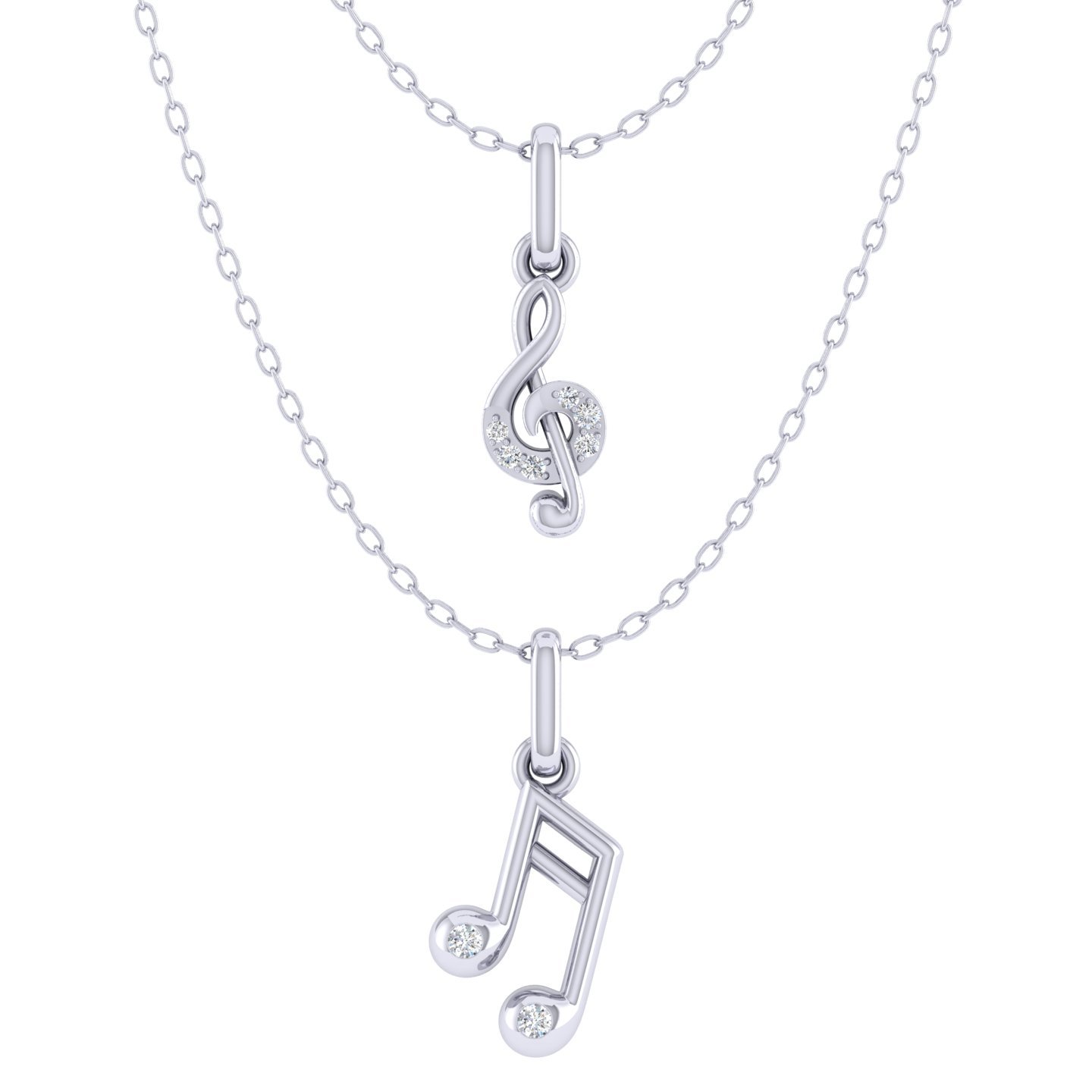 Musical Treble Clef and Eighth Note Layered 1/20 Cttw Natural Diamond ...