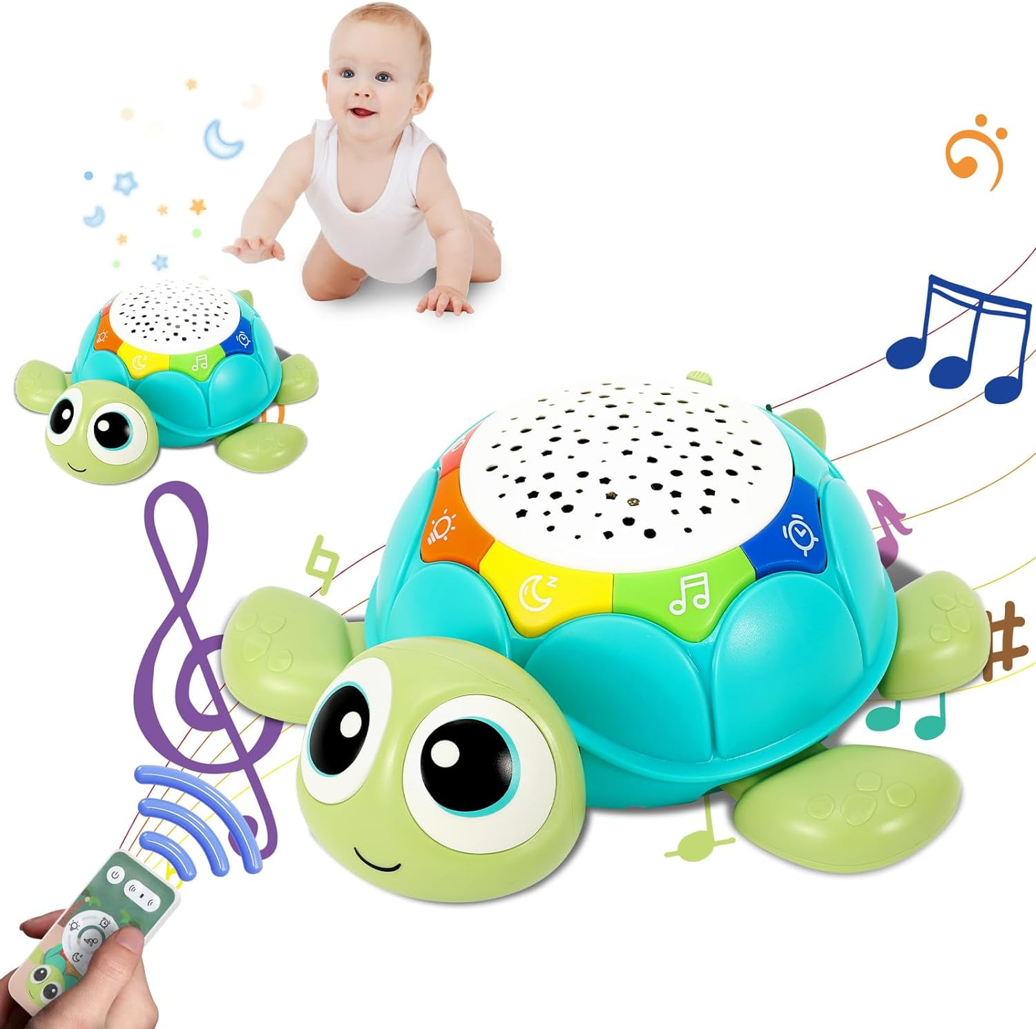Musical Turtle Crawling Baby Toys 6 to 12 Months, Infant Light up Music ...