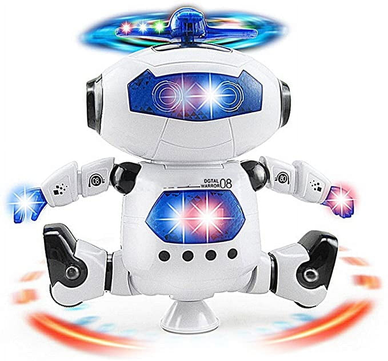 Musical Walking Dancing Robot Toy for Kids, Flashing Lights, 360° Body ...