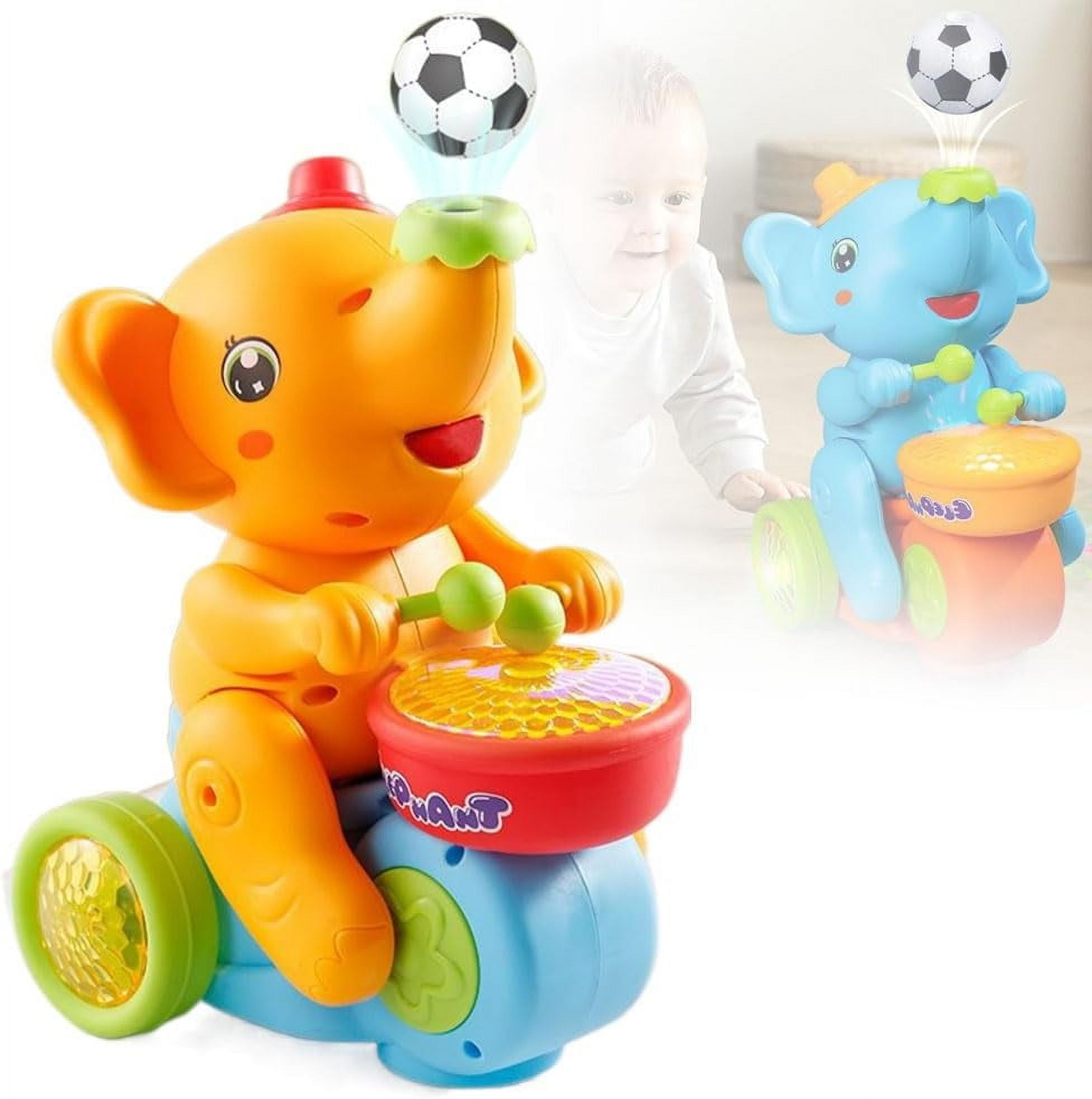Musical Walking Elephant Drummer Toy, 2025 Kids Elephant Blowing Ball ...