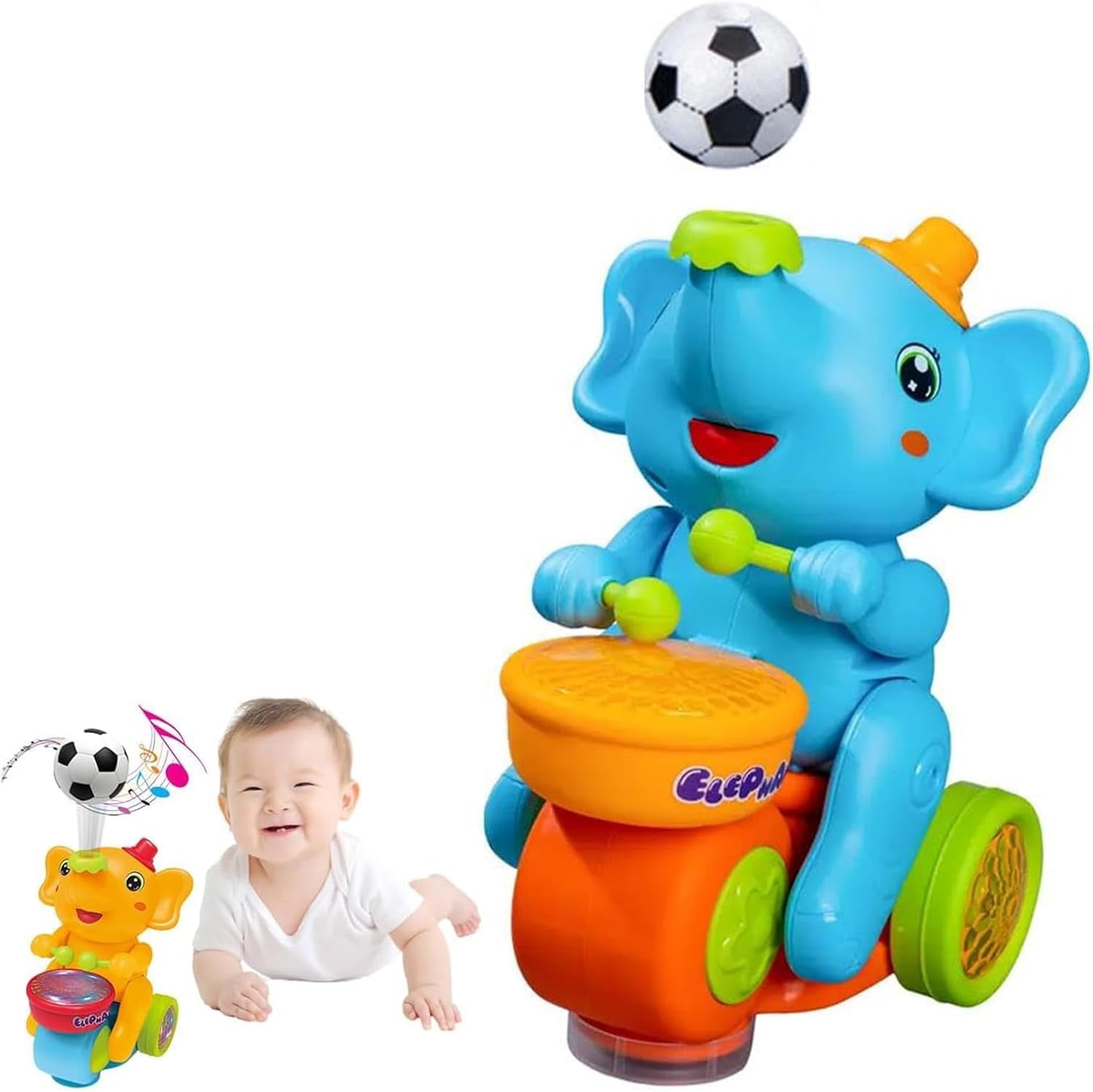 Musical Walking Elephant Drummer Toy, Elephant Toy,Elephant Blowing ...