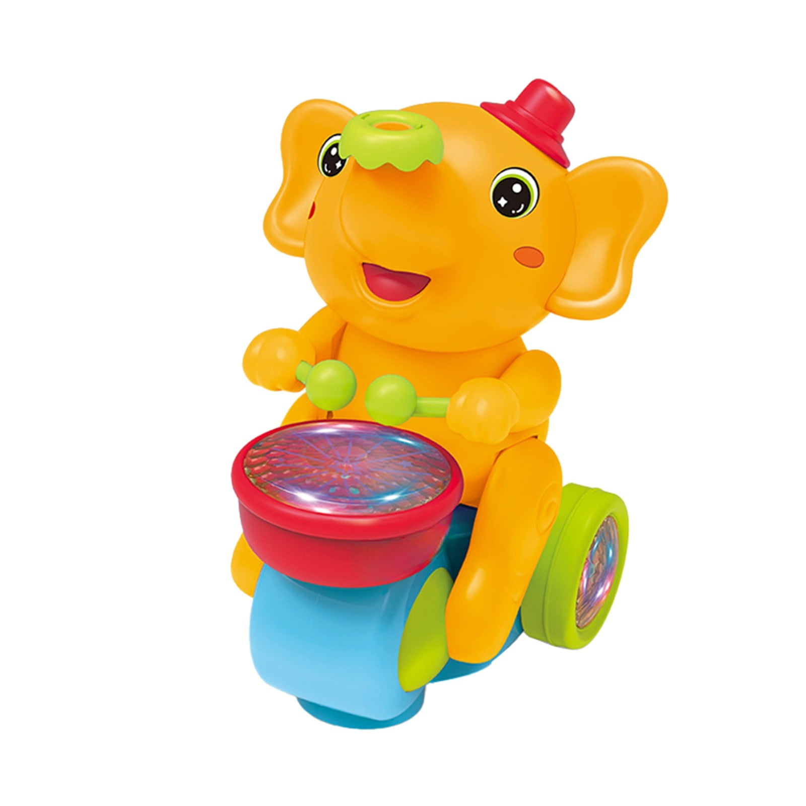 Musical Walking Elephant Drummer Toy LED Light Up Singing Sensory ...