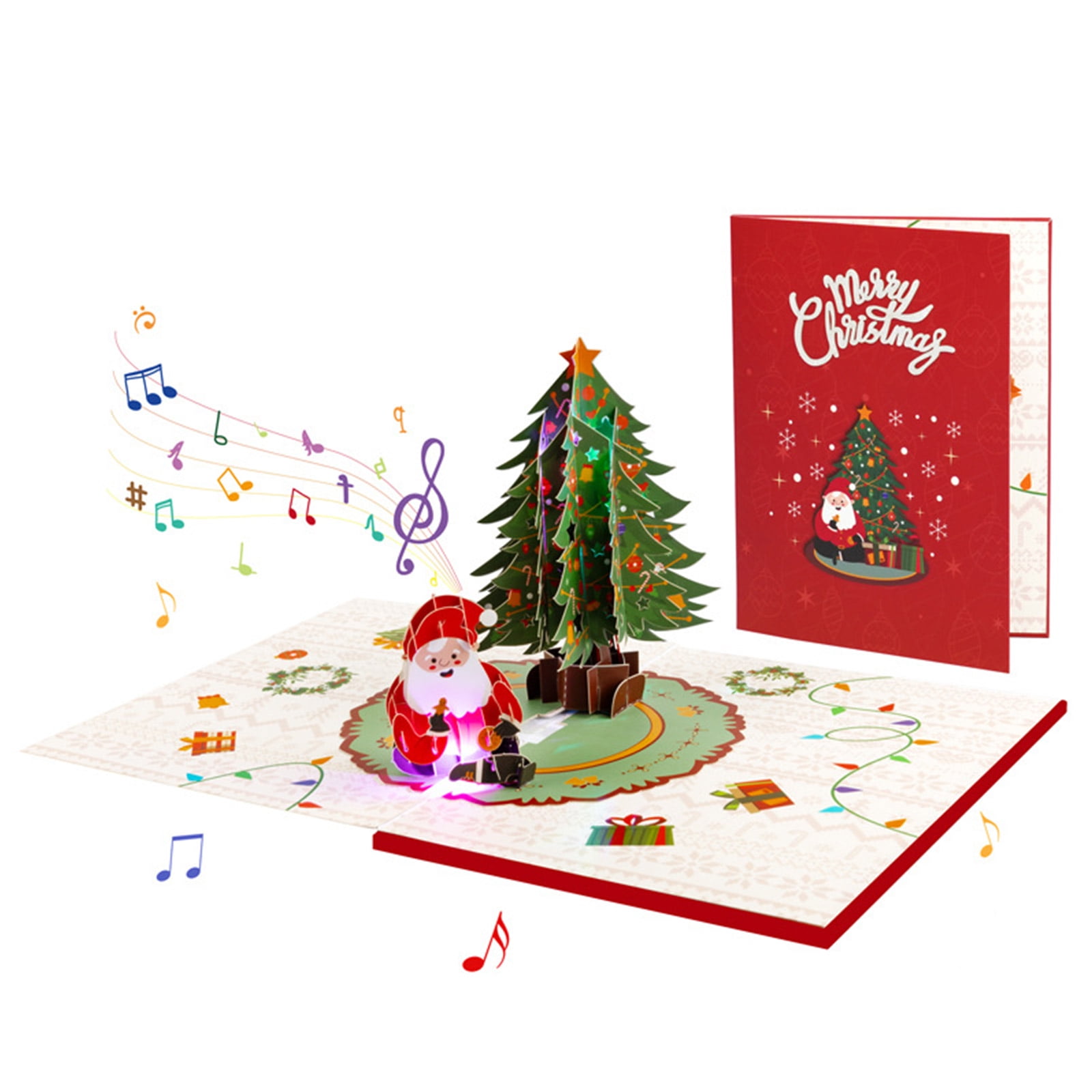 Musical and LED Light Christmas Card Foldable Popup Greeting Card with ...