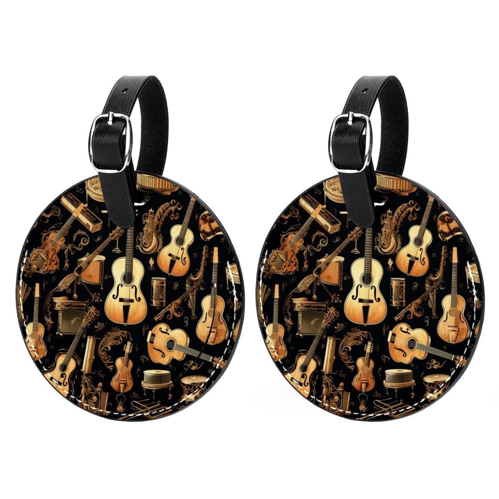 Musical instrument 2Pcs PU Leather Round Luggage Tags with Privacy ...