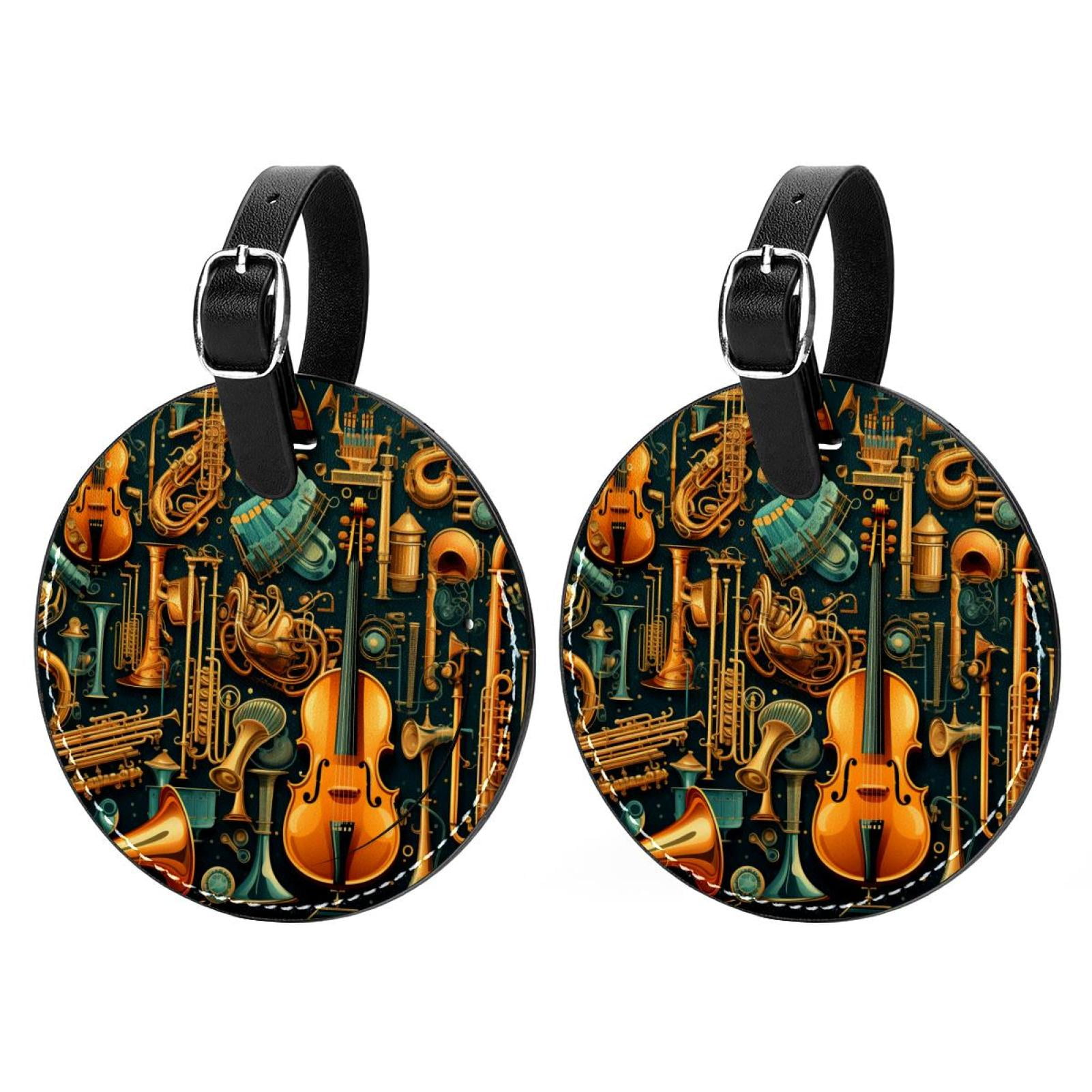 Musical instrument 2Pcs PU Leather Round Luggage Tags with Privacy ...